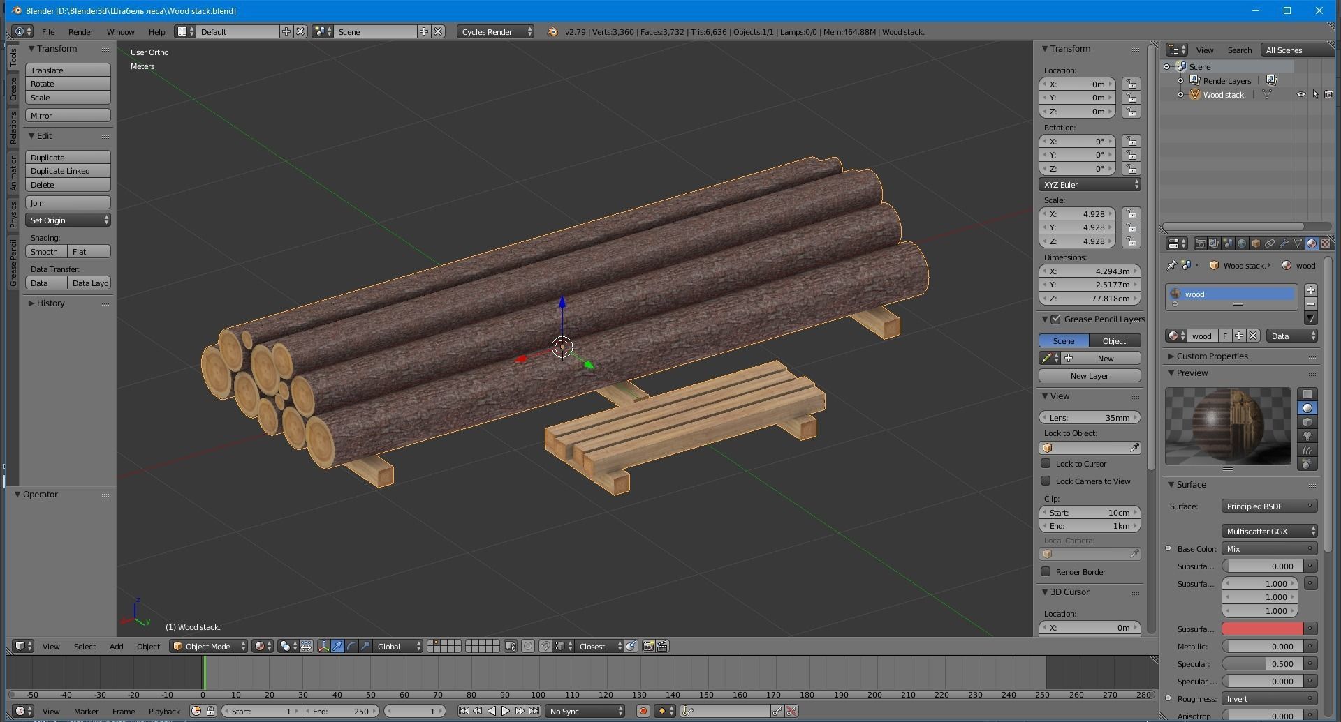 Timber stack 3D model | CGTrader