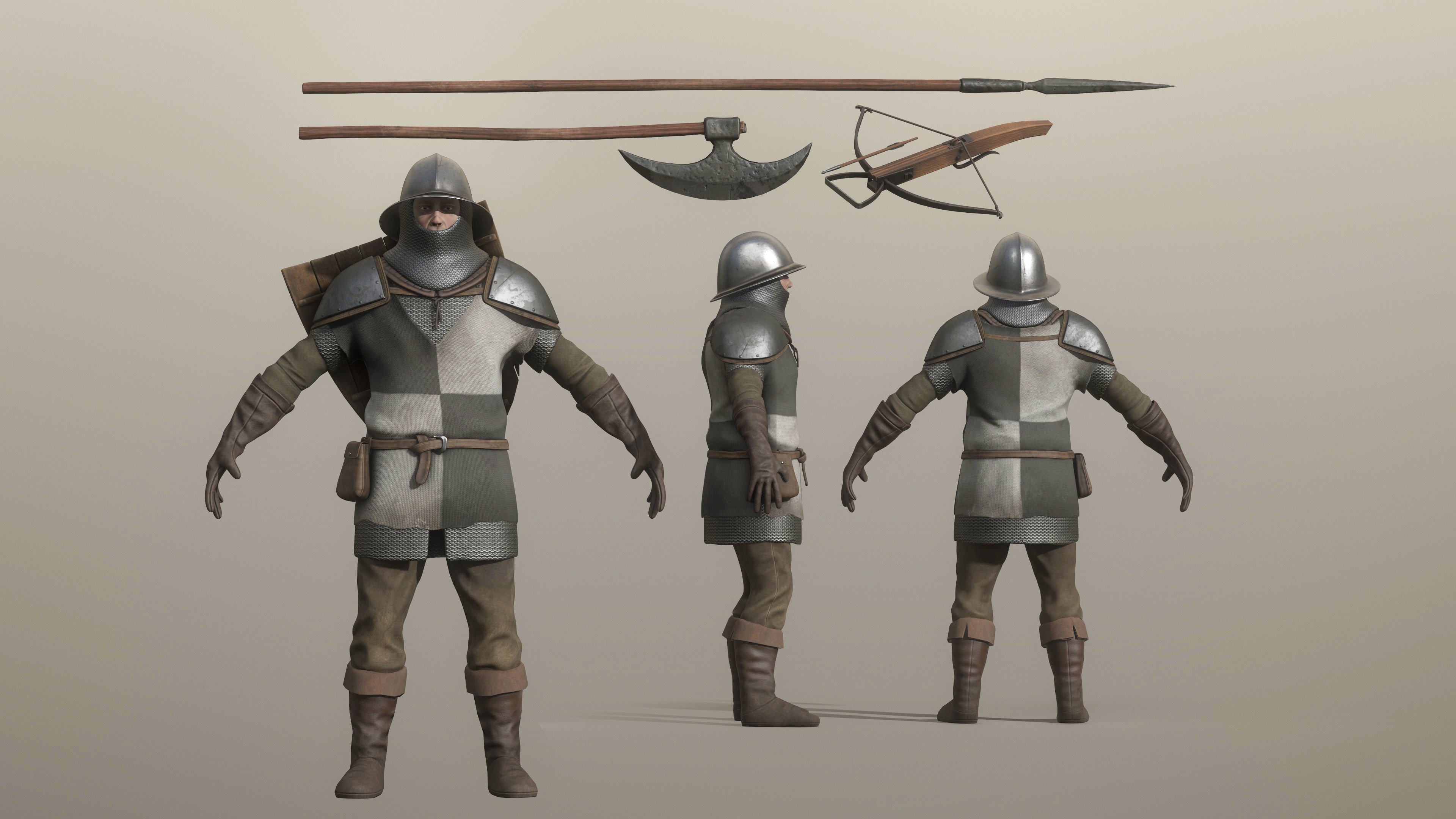 3D model Medieval Soldier Weapon and Armor Bundle VR / AR / low-poly ...