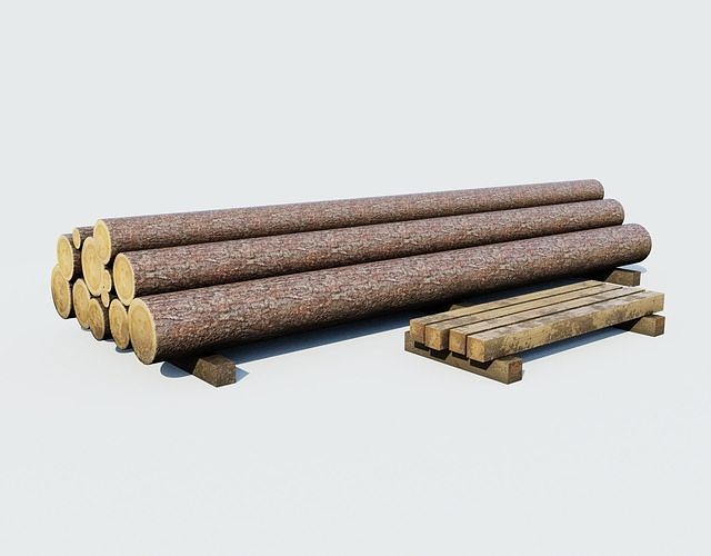 Roundwood stack mud 3D model | CGTrader