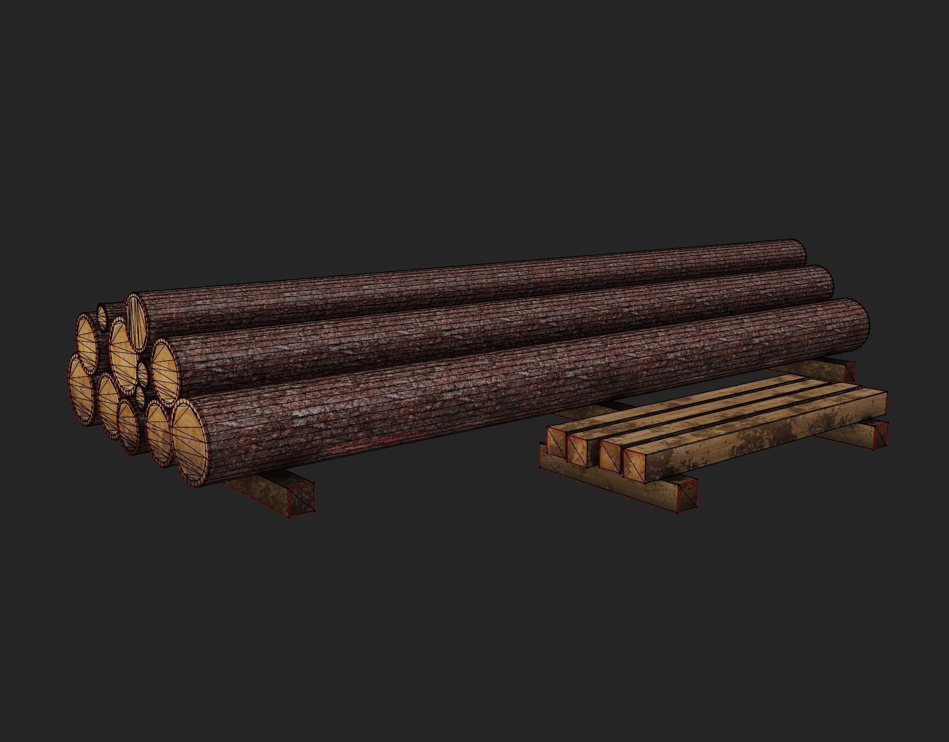 Roundwood stack mud 3D model | CGTrader
