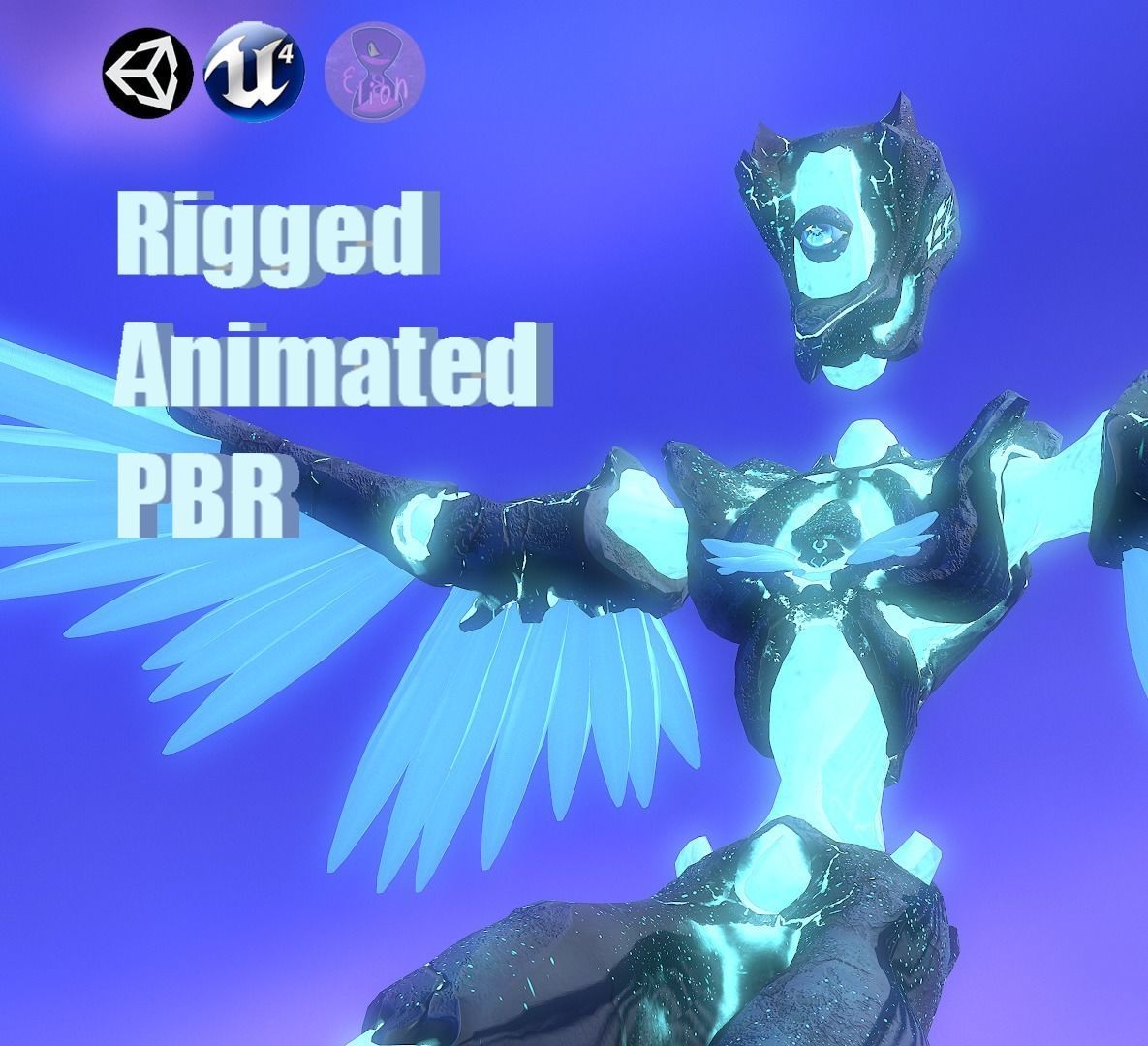 3D model Monster Crystal Phoenix Low Poly model VR / AR / low-poly ...