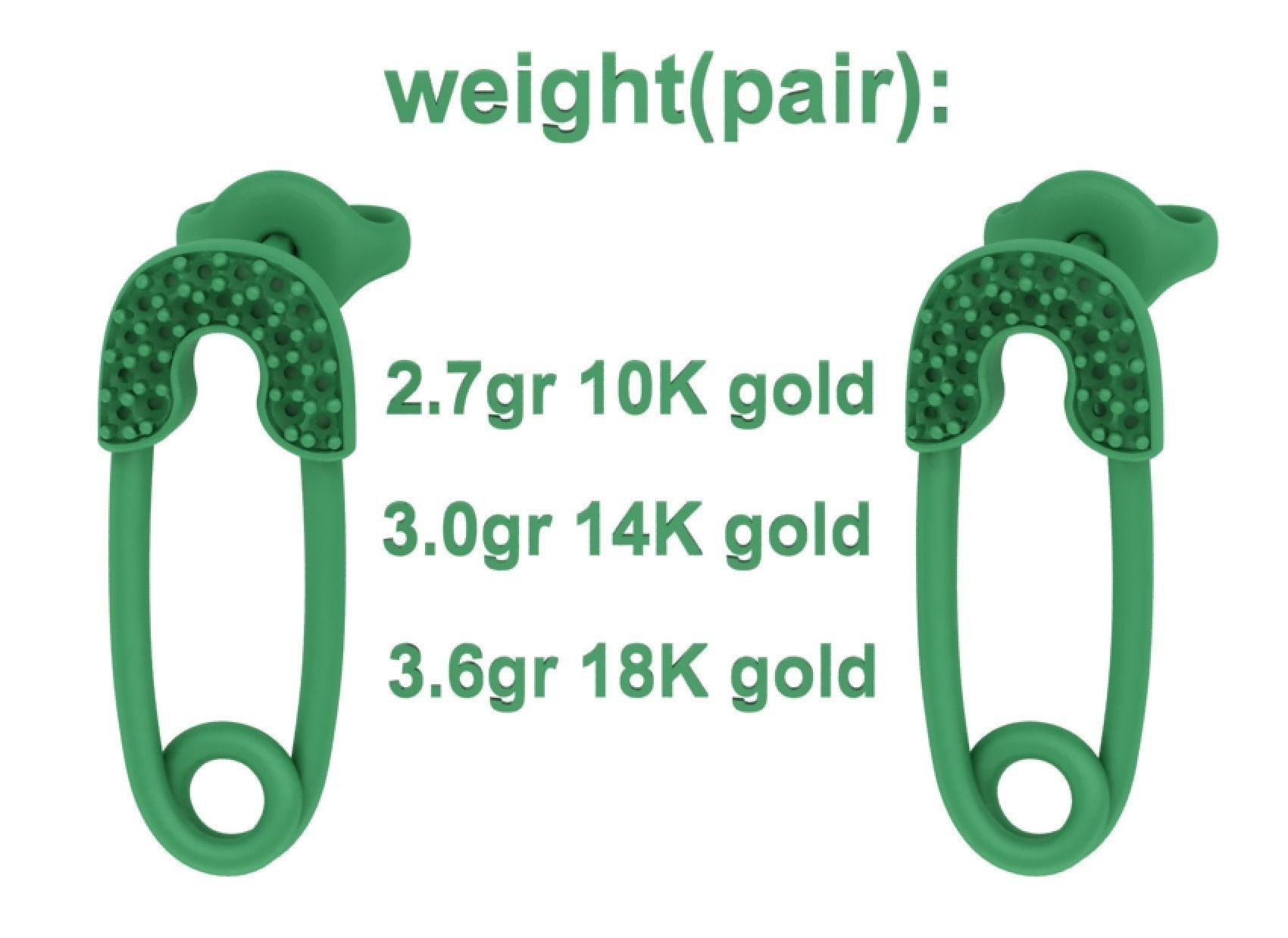 Diamond Safety Pin Stud Earrings Bespoke Earrings 3dmodel 3D model 3D ...