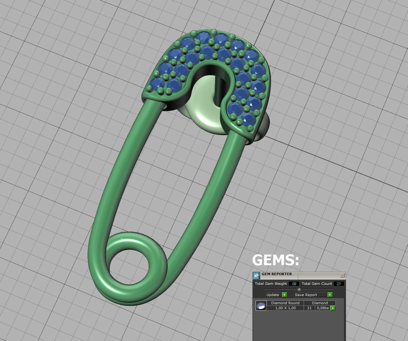 Diamond Safety Pin Stud Earrings Bespoke Earrings 3dmodel 3D model 3D ...