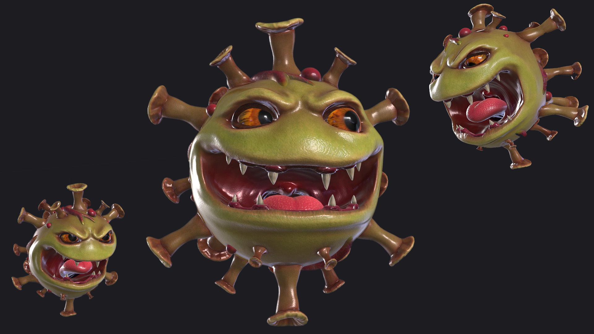 3D model Virus Monster Head VR / AR / low-poly rigged animated | CGTrader