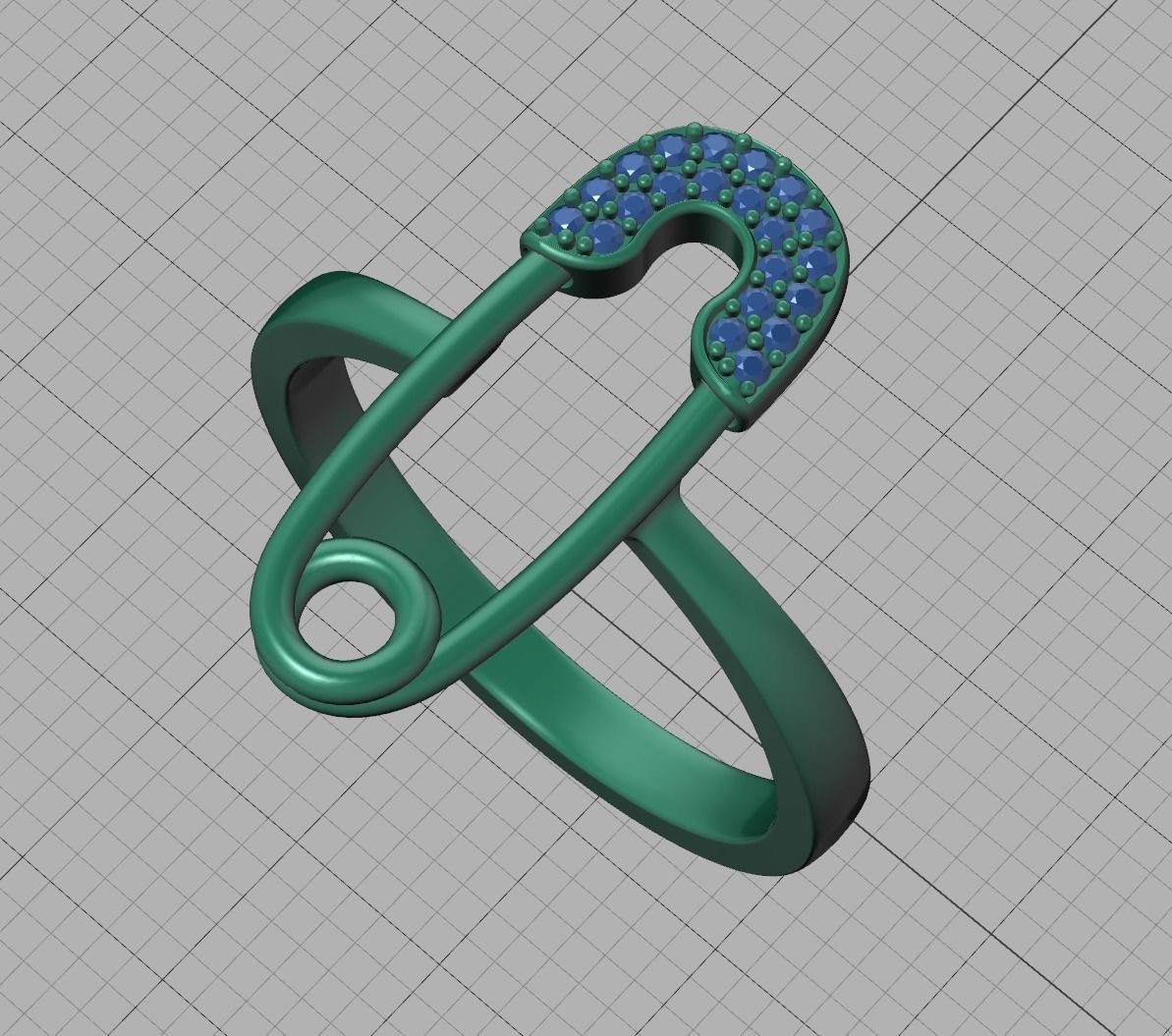 Diamond Safety Pin fashion ring 3dmodel v2 3D model 3D printable | CGTrader