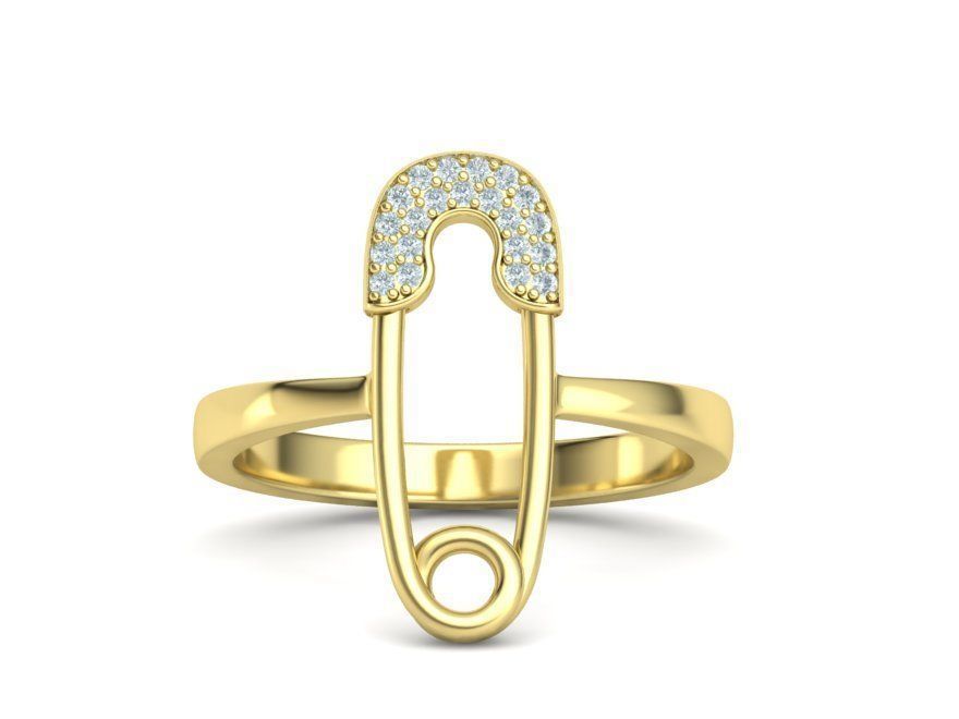 Diamond Safety Pin fashion ring 3dmodel v2 3D model 3D printable | CGTrader