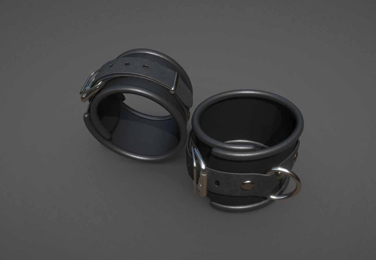 3D model Black leather hand cuffs VR / AR / low-poly | CGTrader