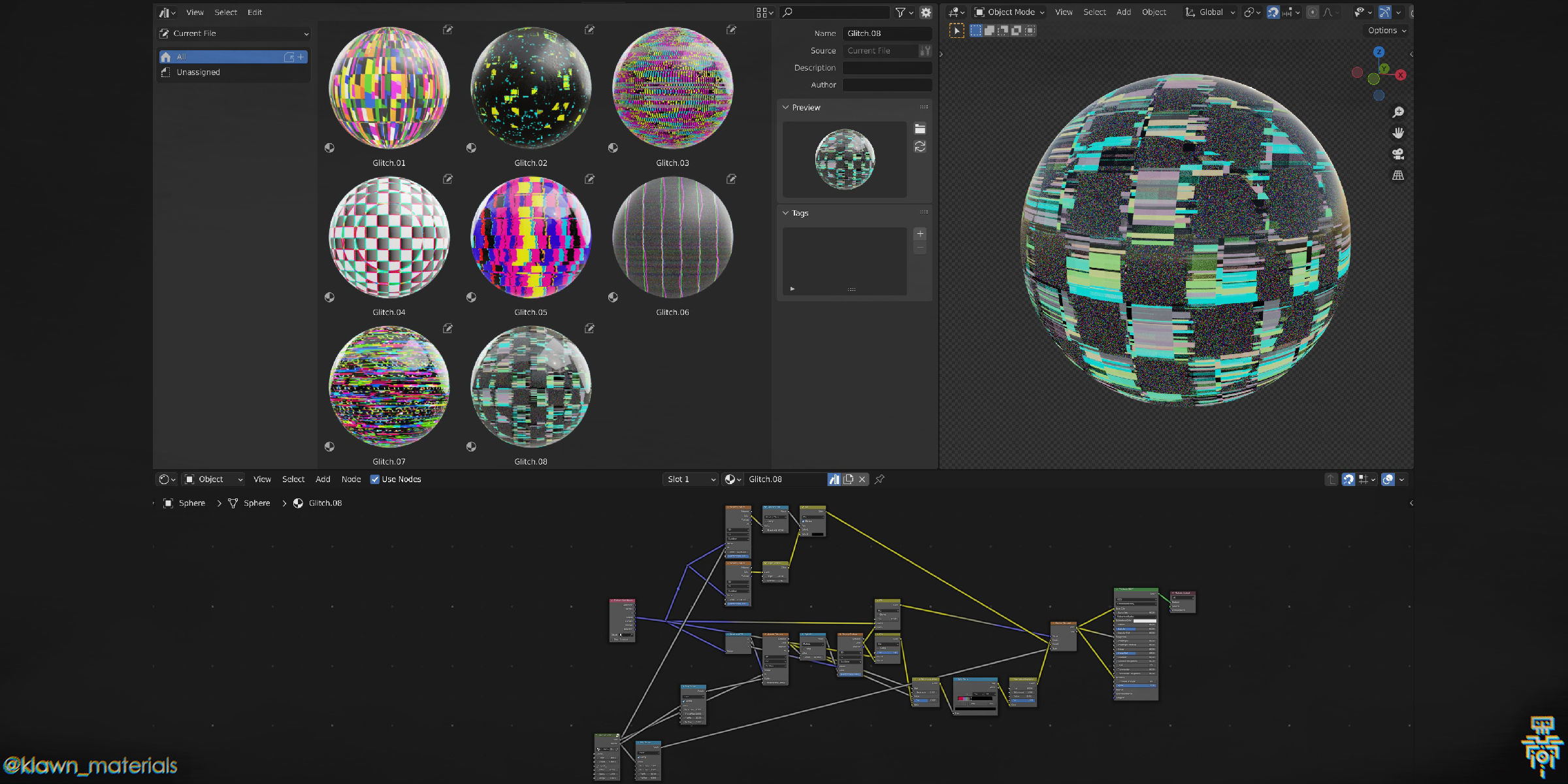 8in1 Blender Procedural Glitch Shaders for Blender Texture | CGTrader