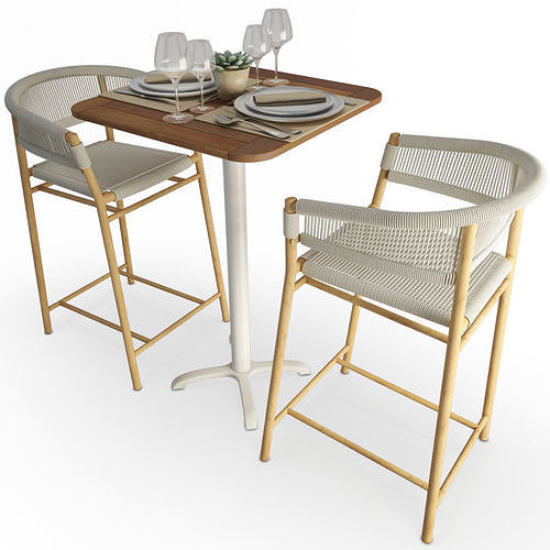 High Table And Stool Kith Ethimo Set 3D model | CGTrader
