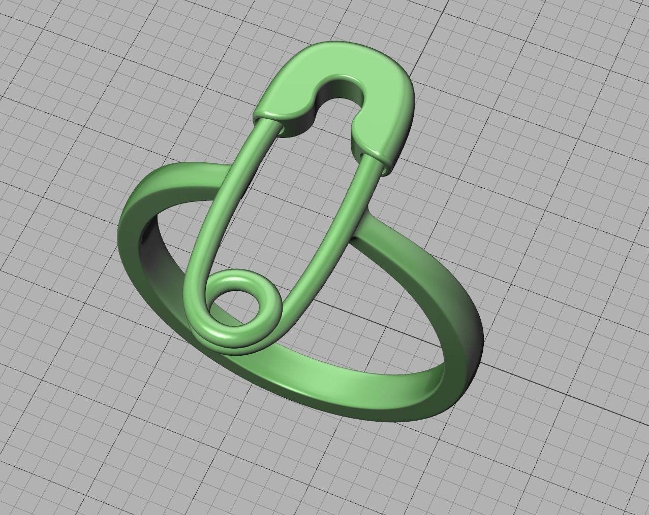 Safety Pin Diamond Ring Own design 3dmodel 3D model 3D printable | CGTrader