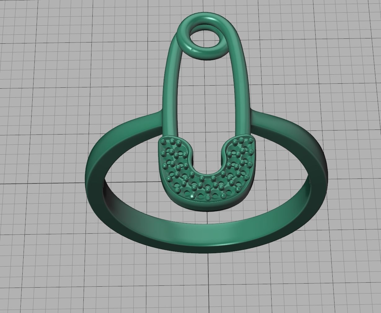 Safety Pin Diamond Ring Own design 3dmodel 3D model 3D printable | CGTrader
