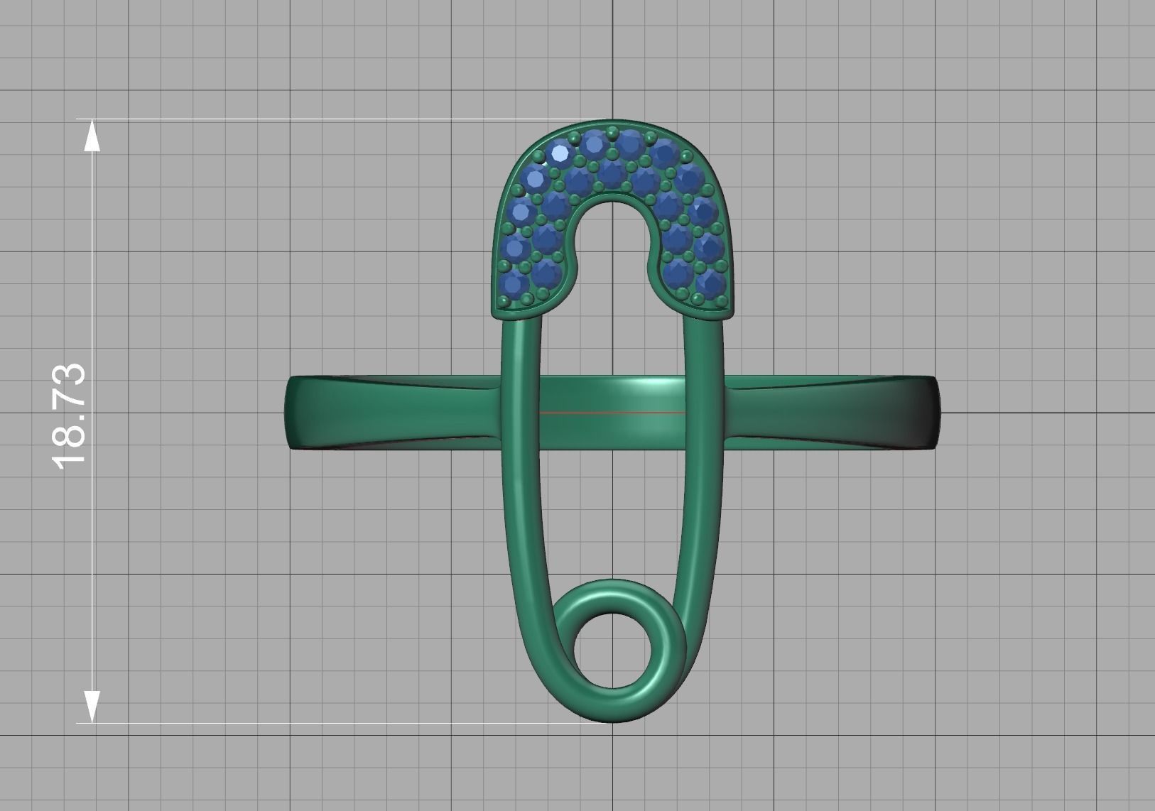 Safety Pin Diamond Ring Own design 3dmodel 3D model 3D printable | CGTrader