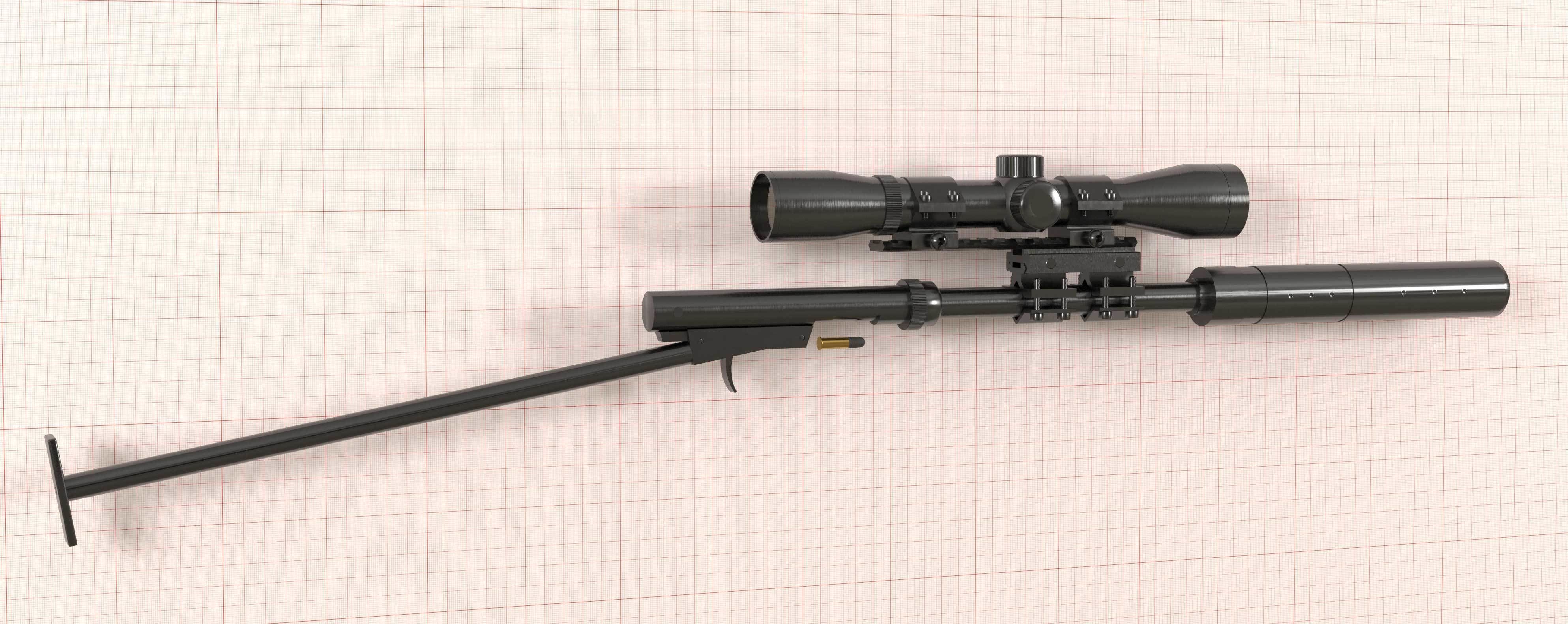 3D model 22LR homemade single shot semi-automatic survival carbine VR ...