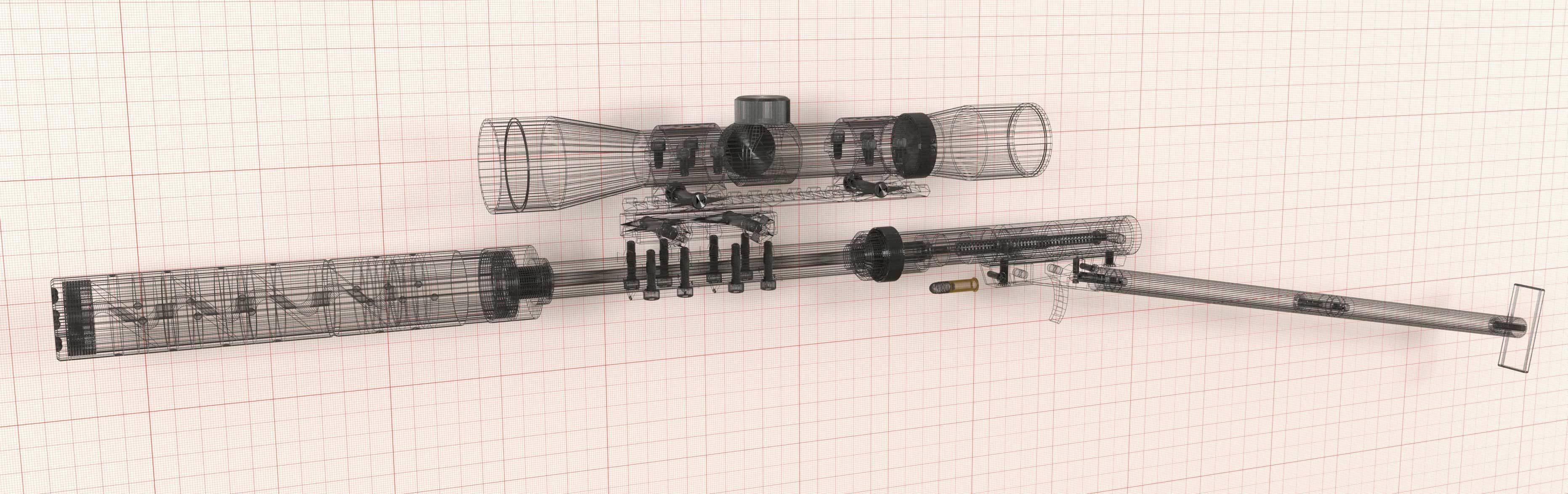 3D model 22LR homemade single shot semi-automatic survival carbine VR ...
