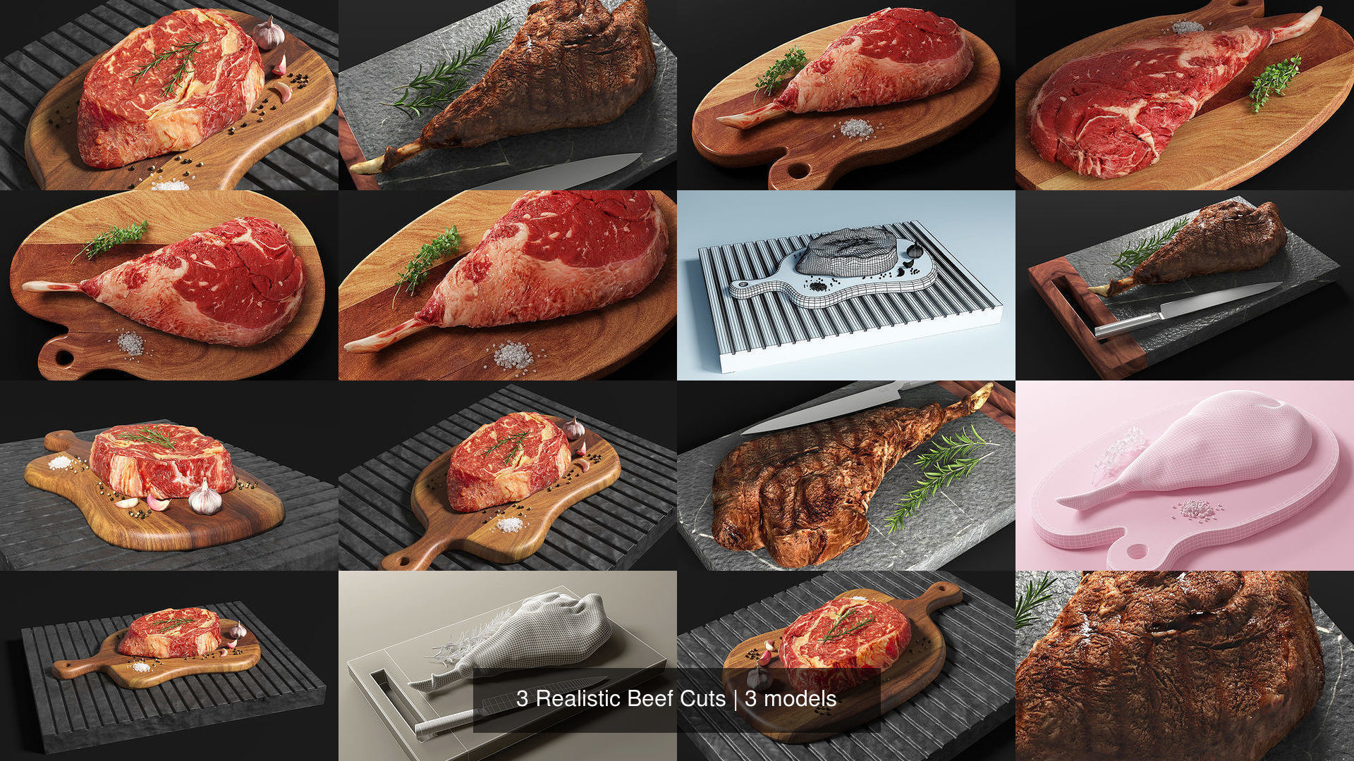 3 Realistic Beef Cuts 3D Model Collection | CGTrader