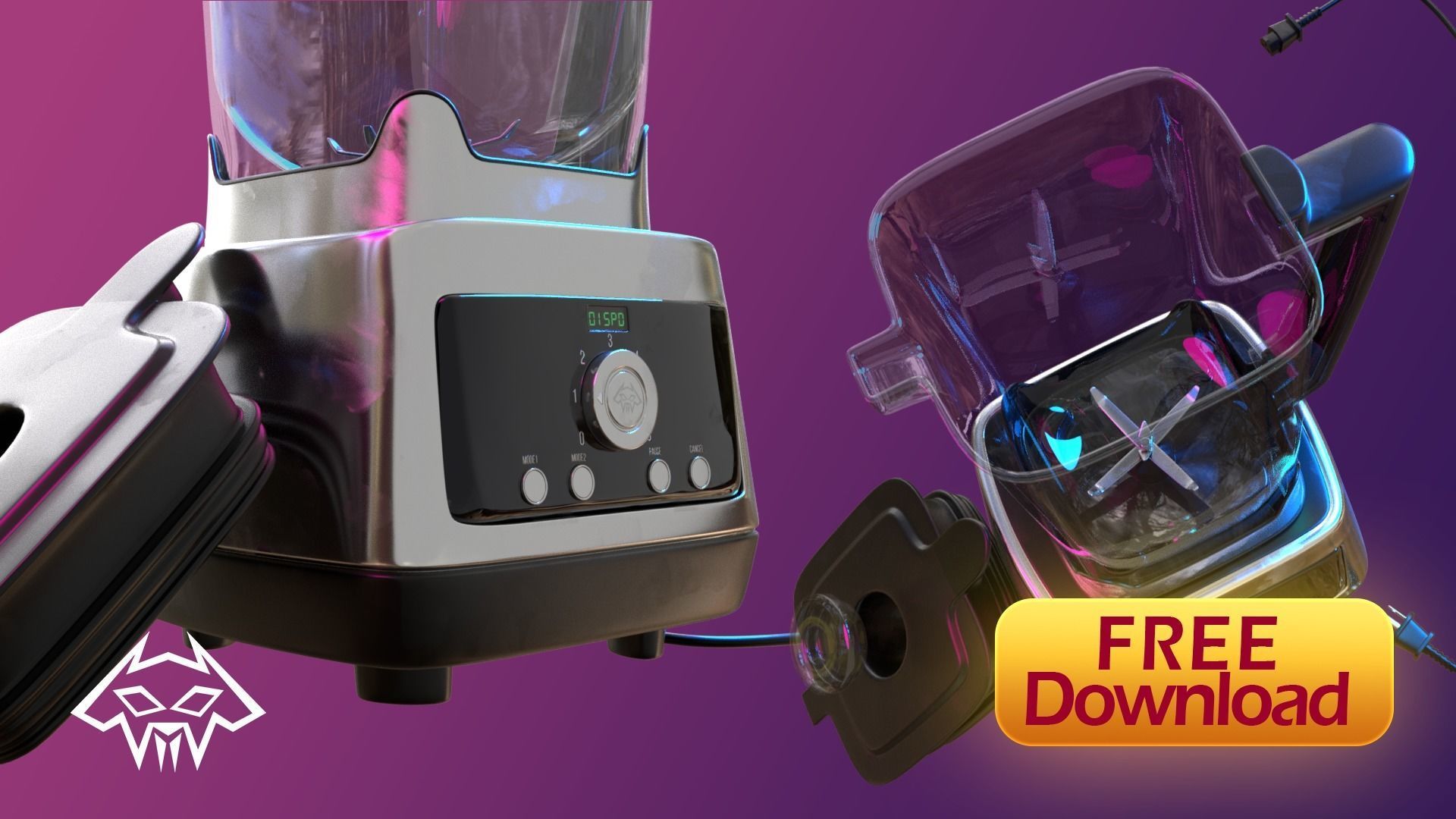 House Hold Series - Kitchen Blender Rig free 3D model animated rigged ...