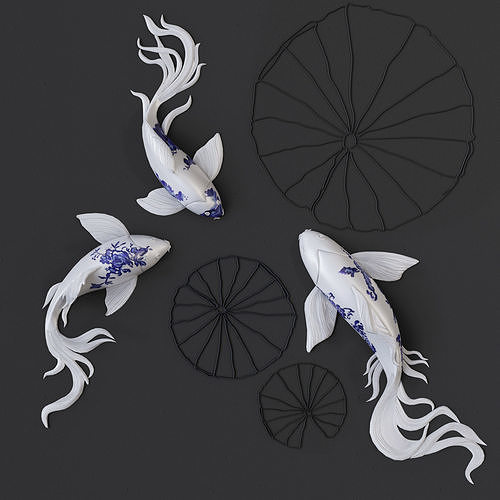 FISH Koi Wall Sculptures 3D model | CGTrader