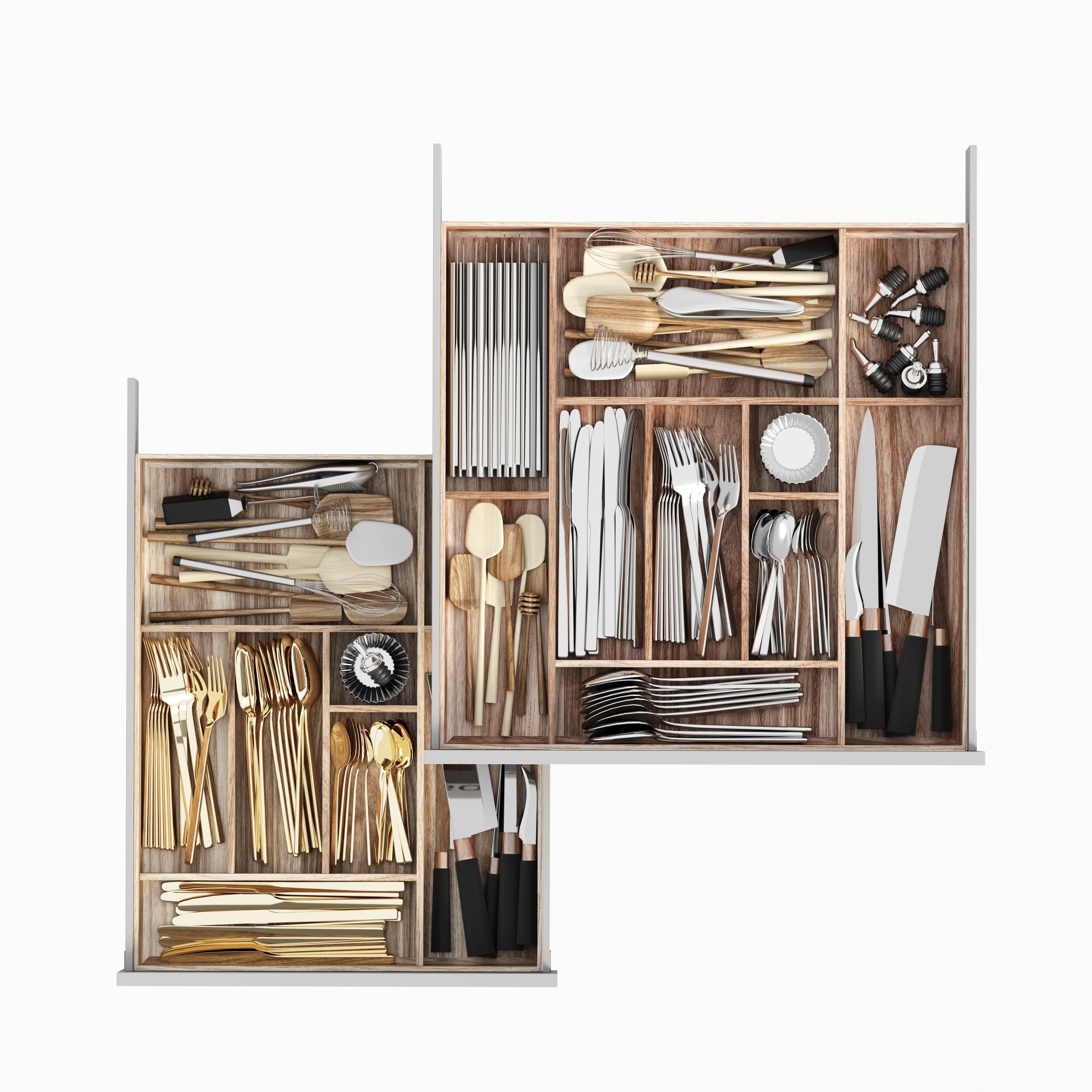 Filling kitchen drawers 3D model | CGTrader