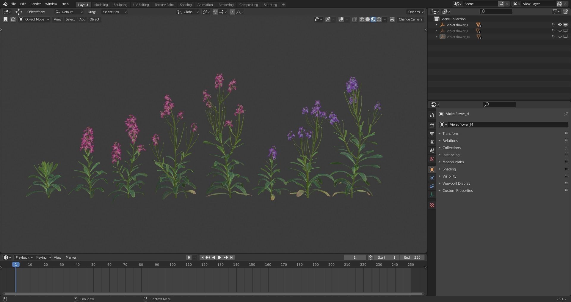 Violet Flower VFX Grace 3D model | CGTrader