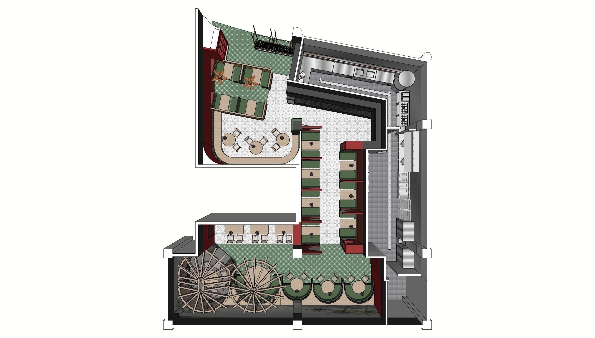 3D model Highly restored Chinese restaurant design scheme VR / AR / low ...
