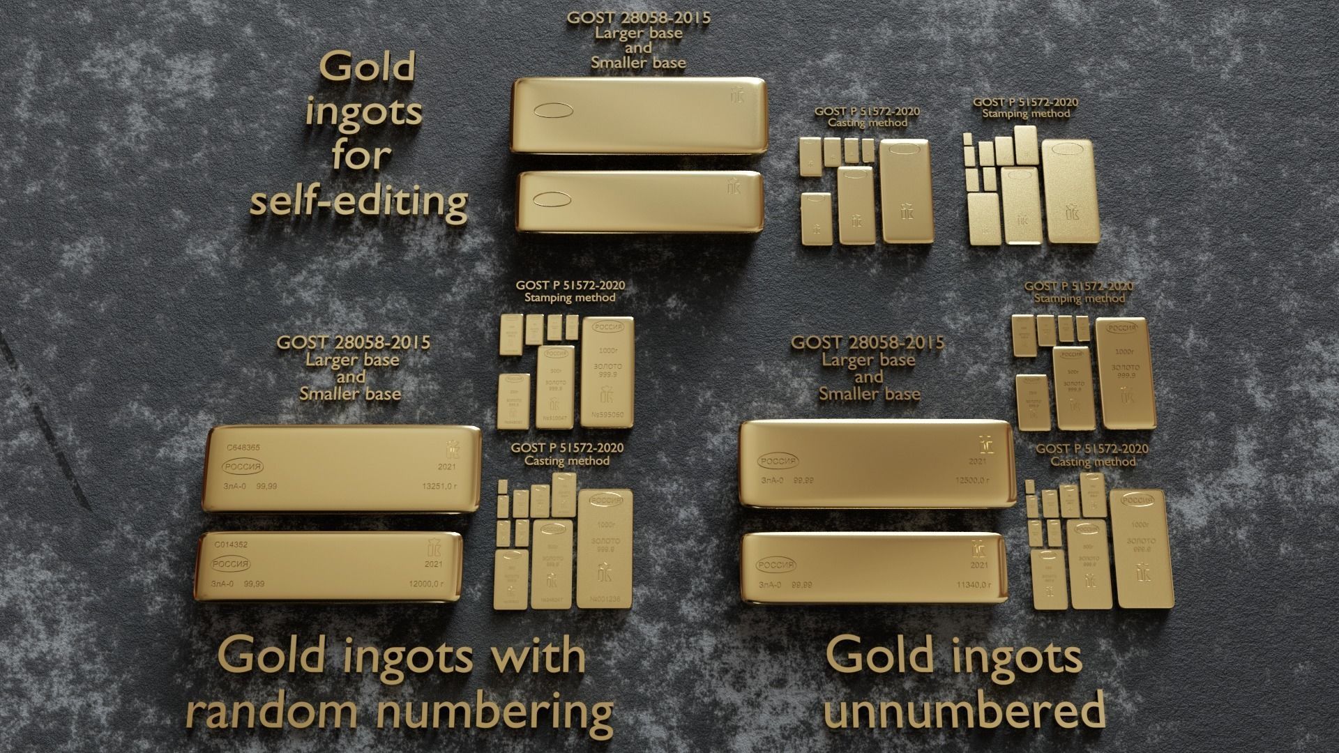 Russian standard gold bars 3D model | CGTrader