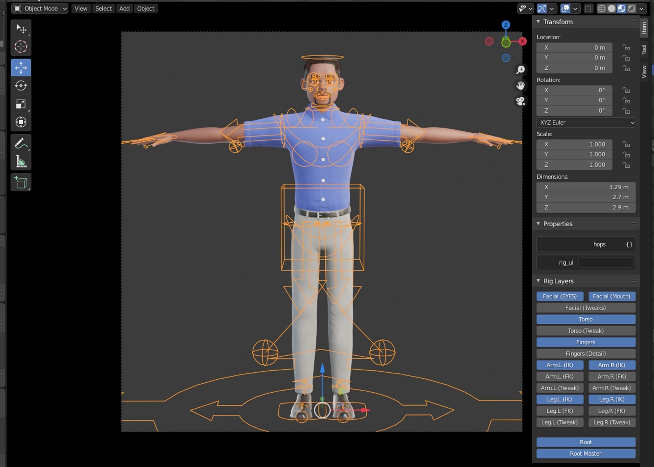 Cartoon Black Man Rigged Blender 3D model rigged | CGTrader