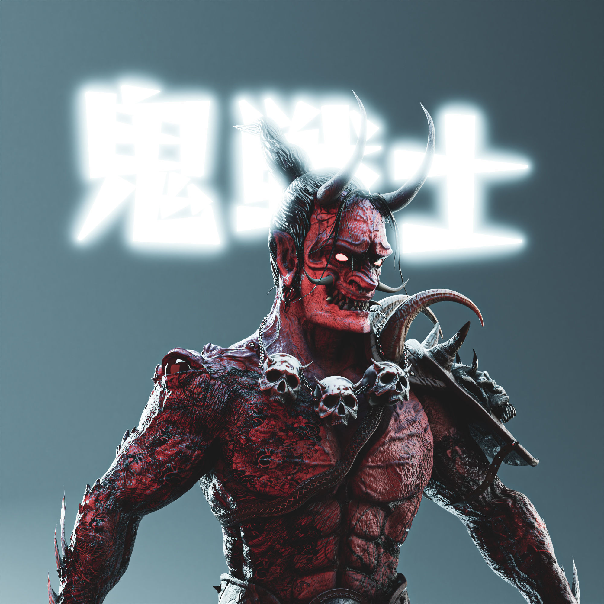Oni Warrior 3D model | CGTrader