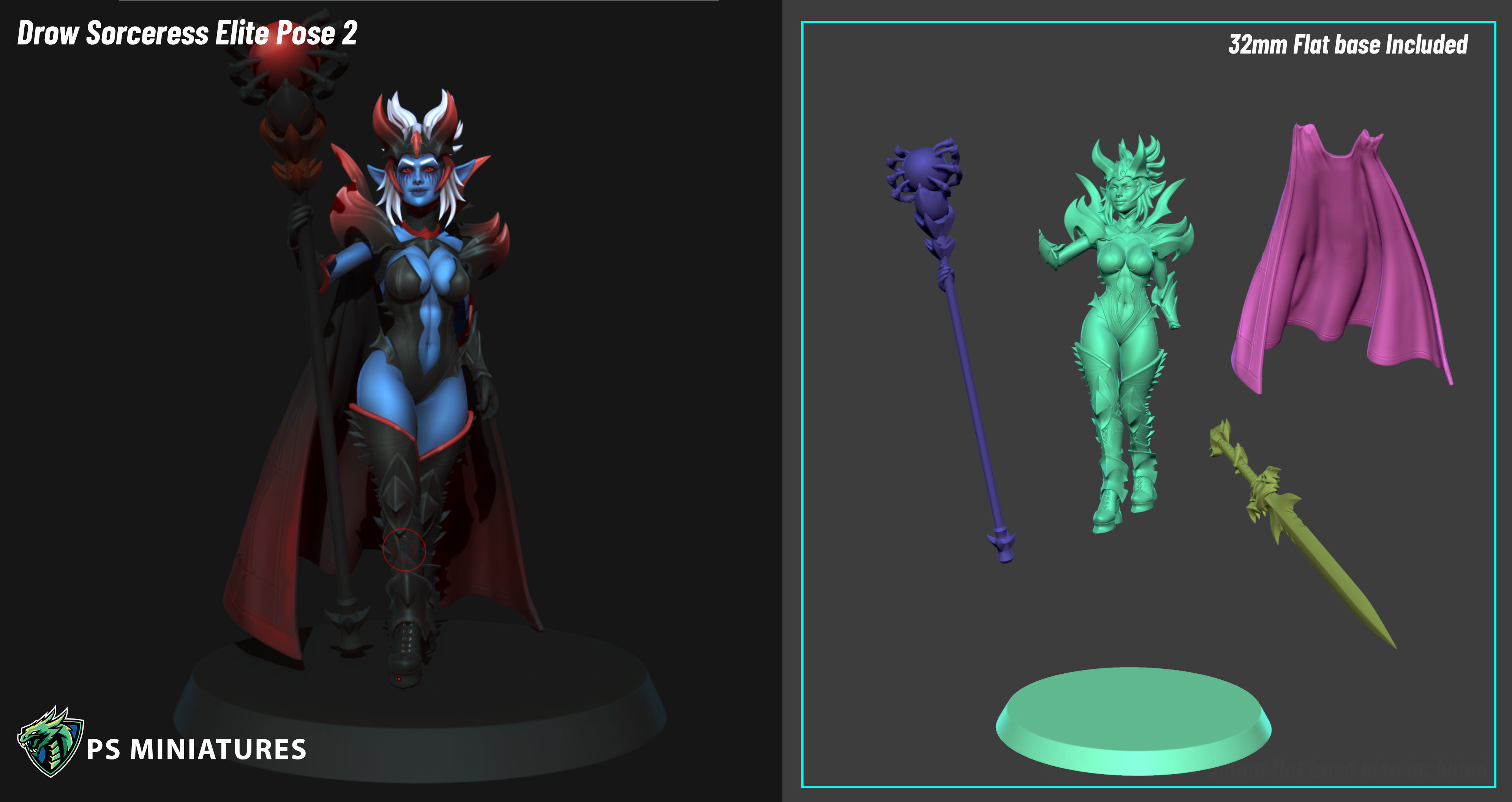 Drow Sorceress Elite Pose 2 3D model 3D printable | CGTrader