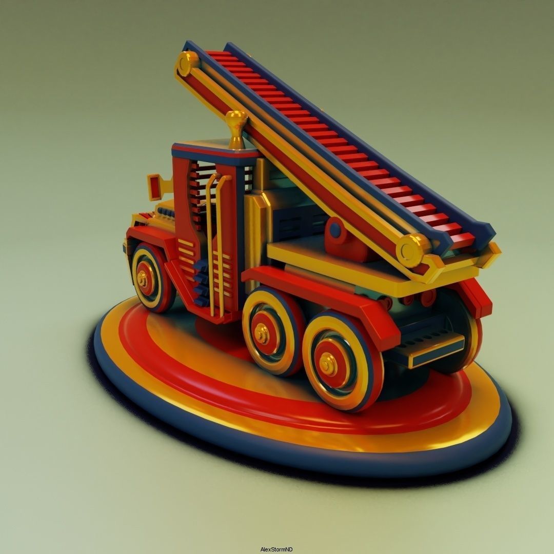 Fire toy car 3D model 3D printable | CGTrader