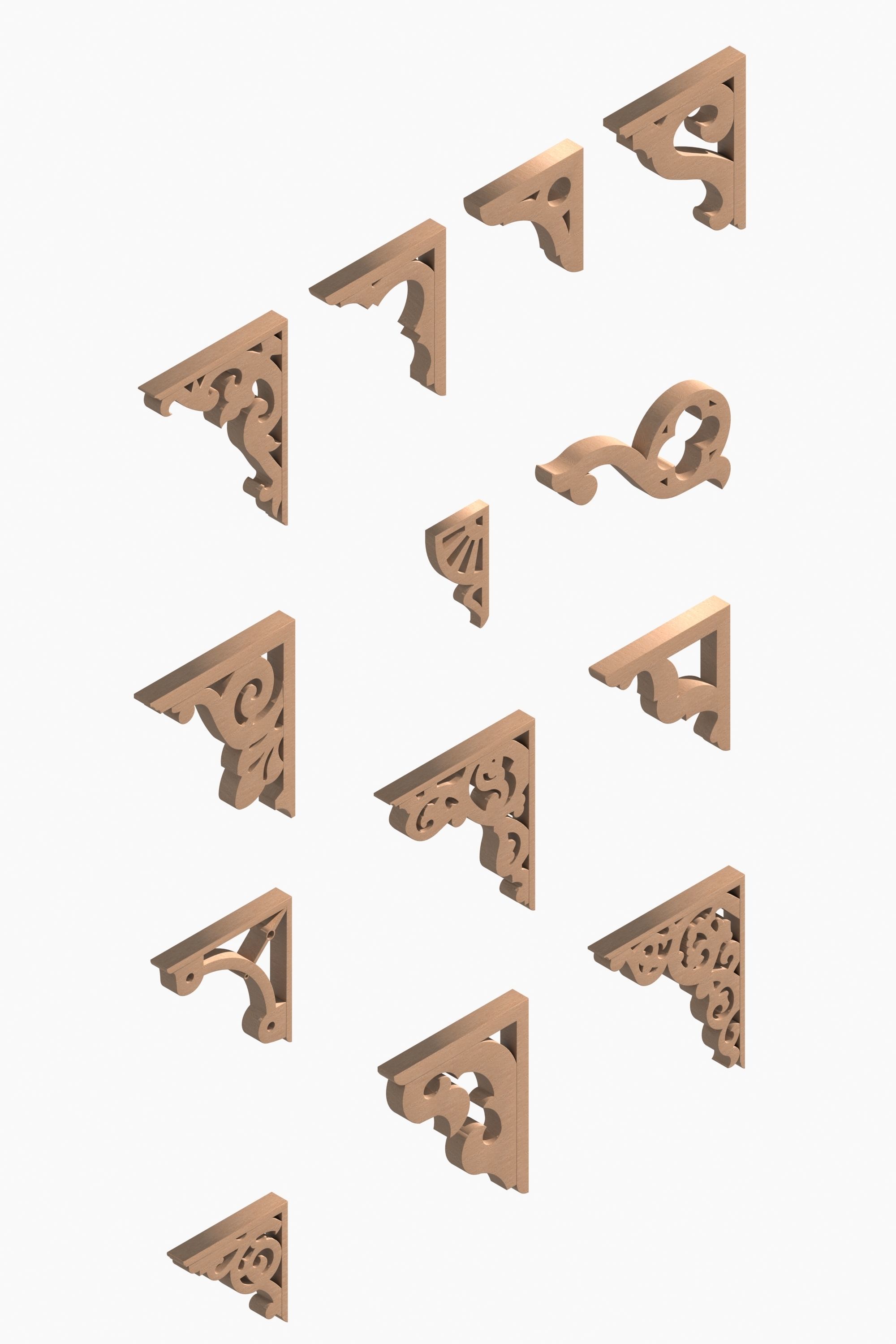 Wood Brackets free 3D model | CGTrader