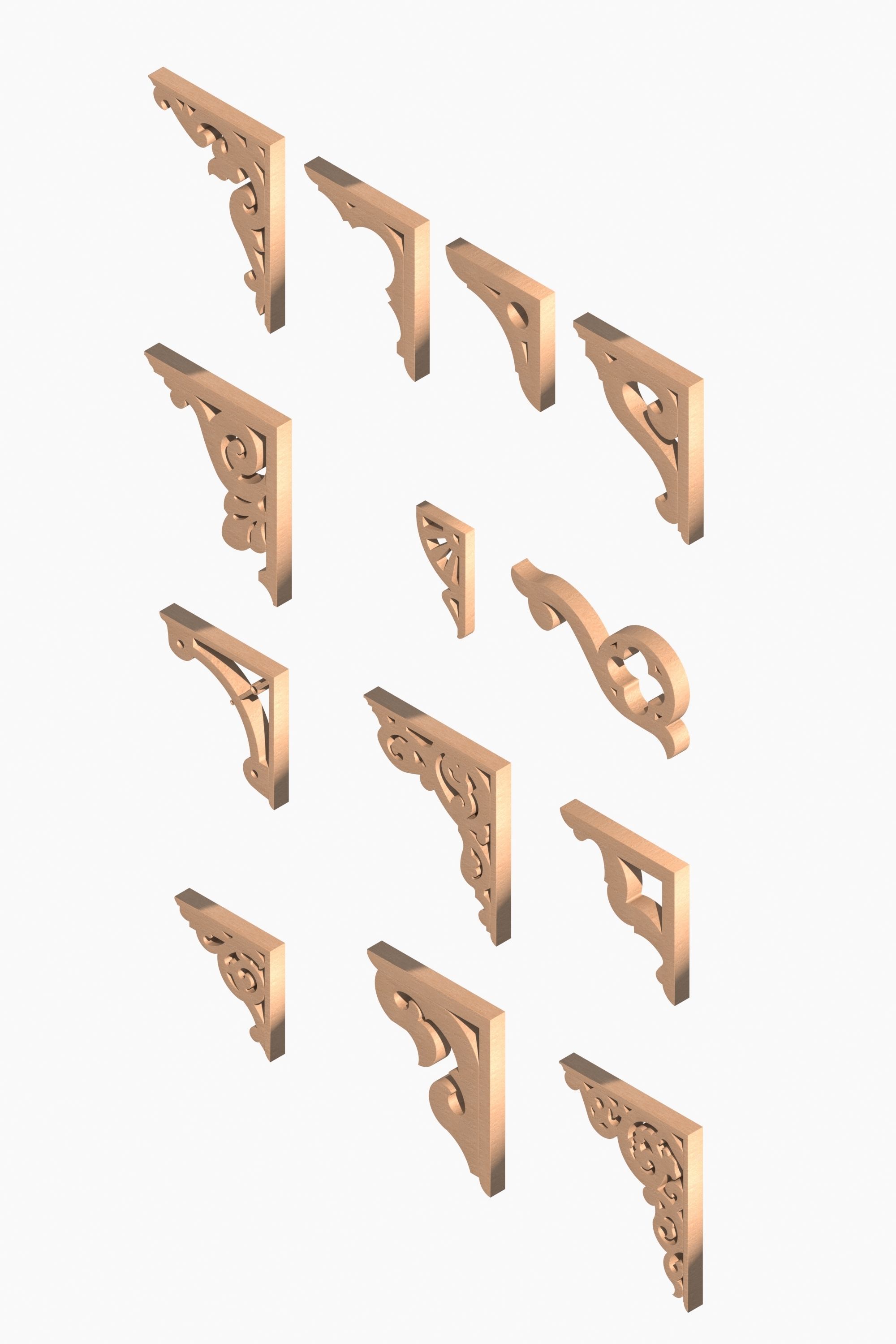 Wood Brackets free 3D model | CGTrader