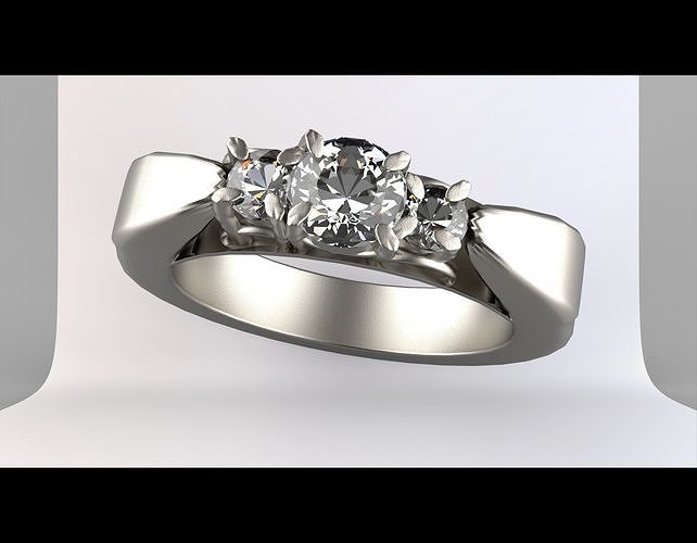 3Diamond Rings Platinum 3D model 3D printable | CGTrader