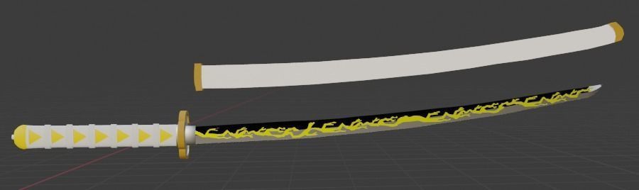 3D model Demon Slayer - Zenitsu Nichirin blade - Sword VR / AR / low ...