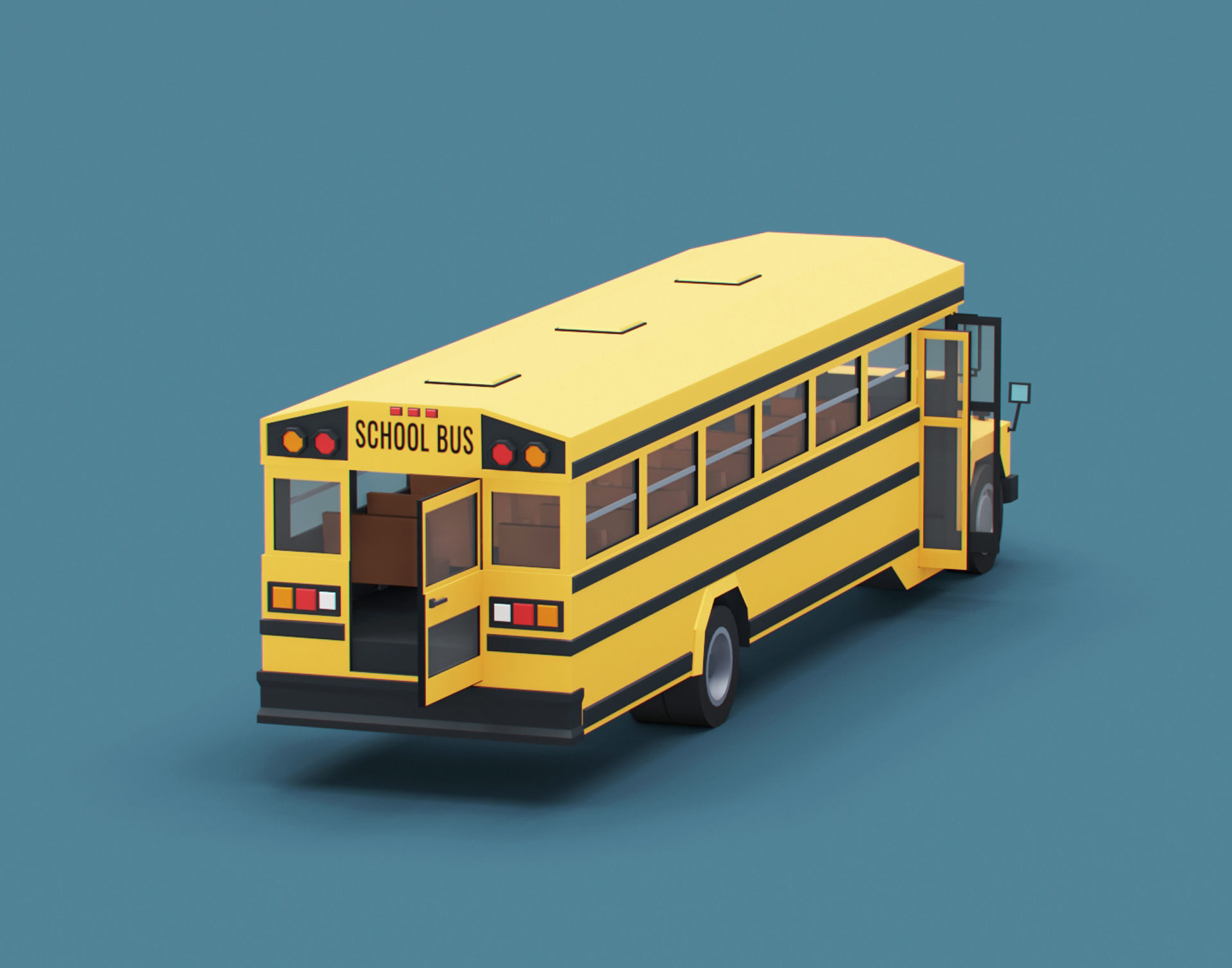 3D model Cartoon Stylized School Bus Classic VR / AR / low-poly | CGTrader