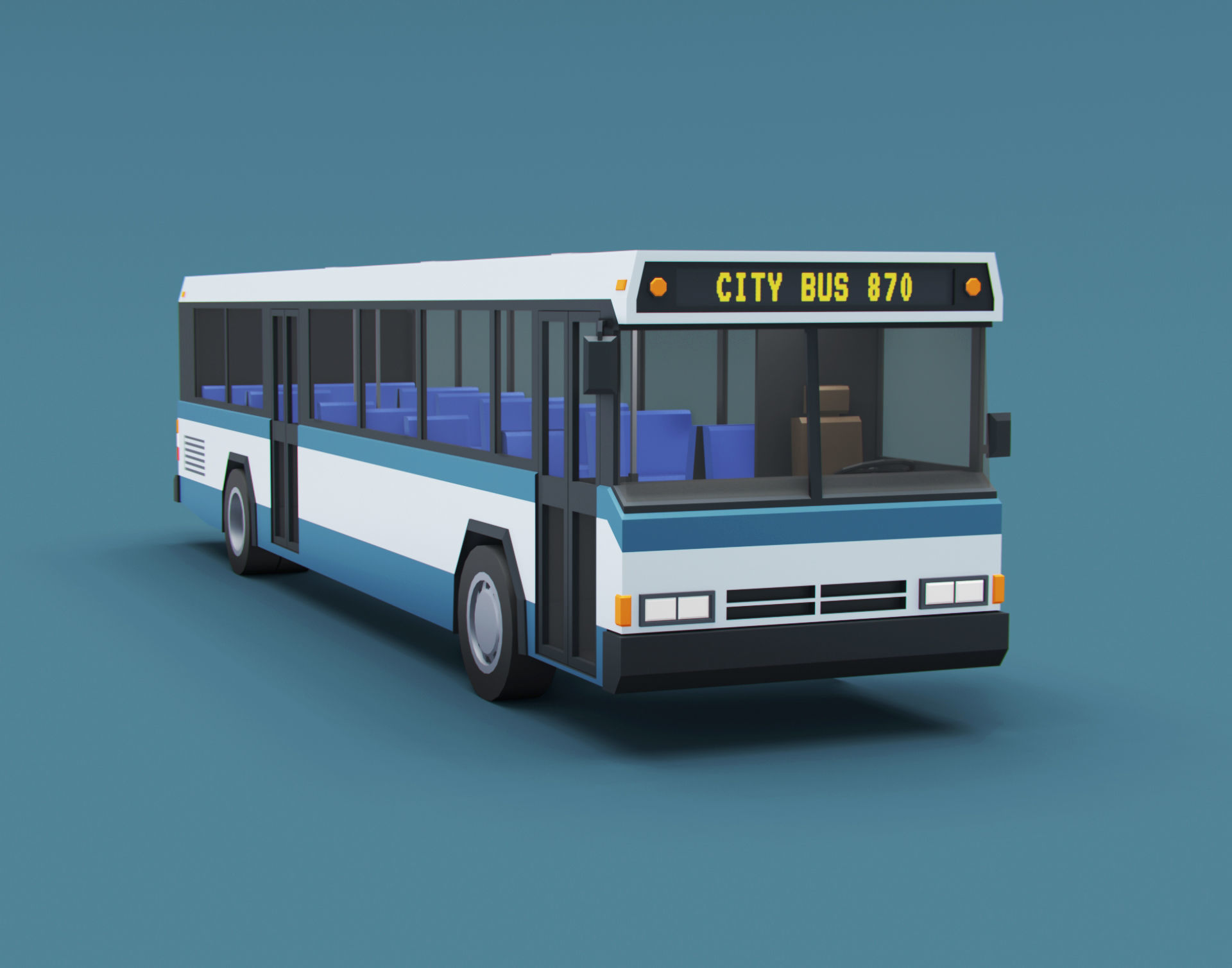 3D model Cartoon Stylized City Bus Classic 80s VR / AR / low-poly ...