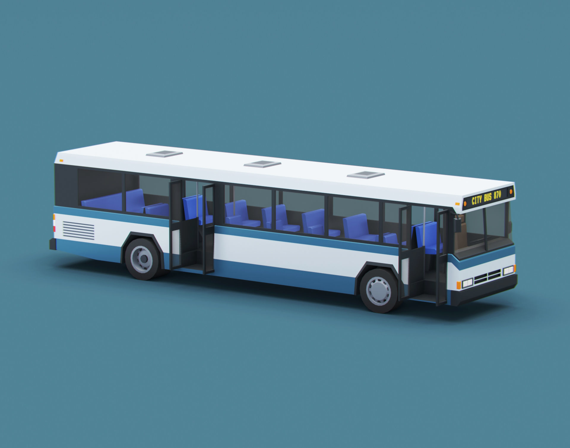 3D model Cartoon Stylized City Bus Classic 80s VR / AR / low-poly ...