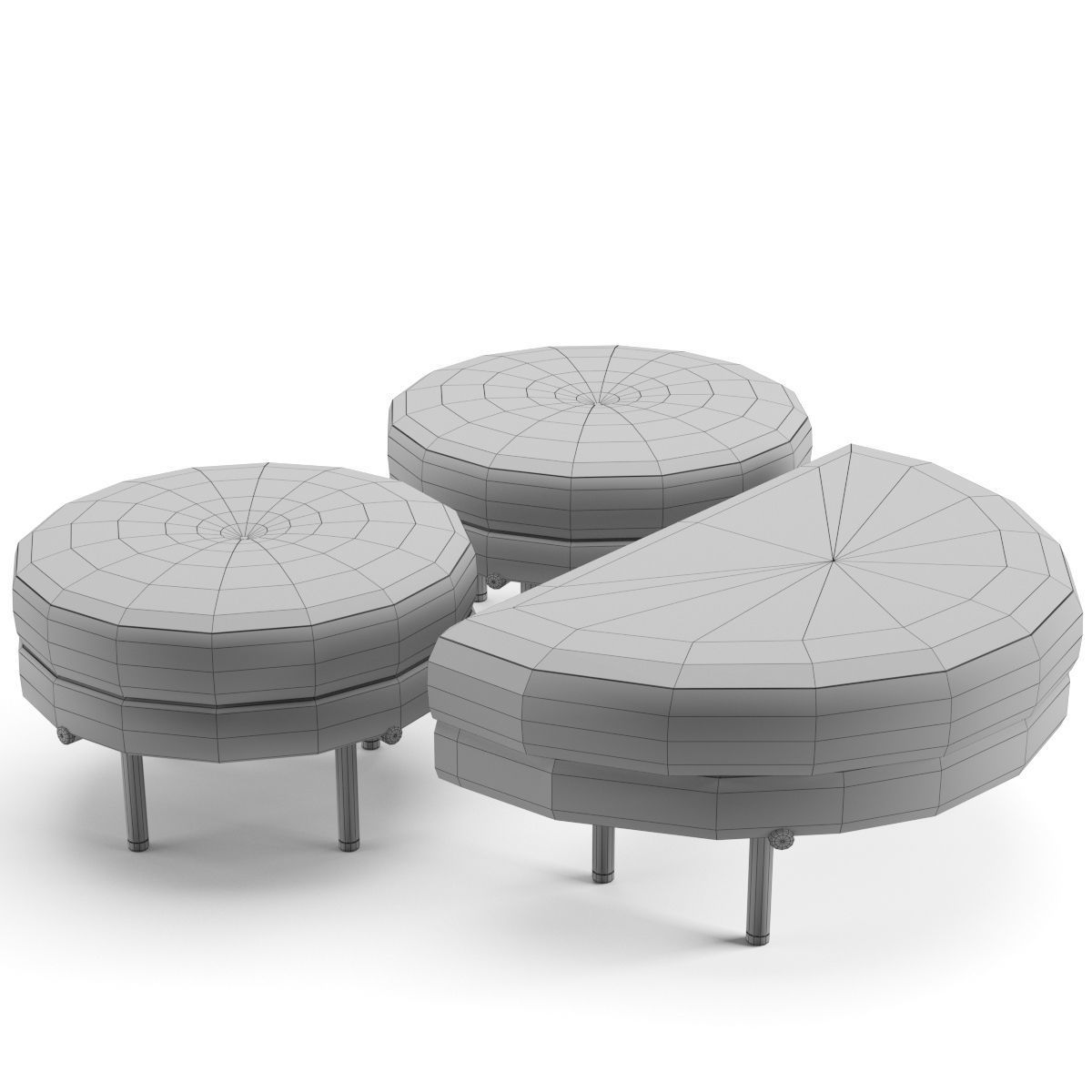 Minotti Torii Bench Ottoman Set 3D model | CGTrader