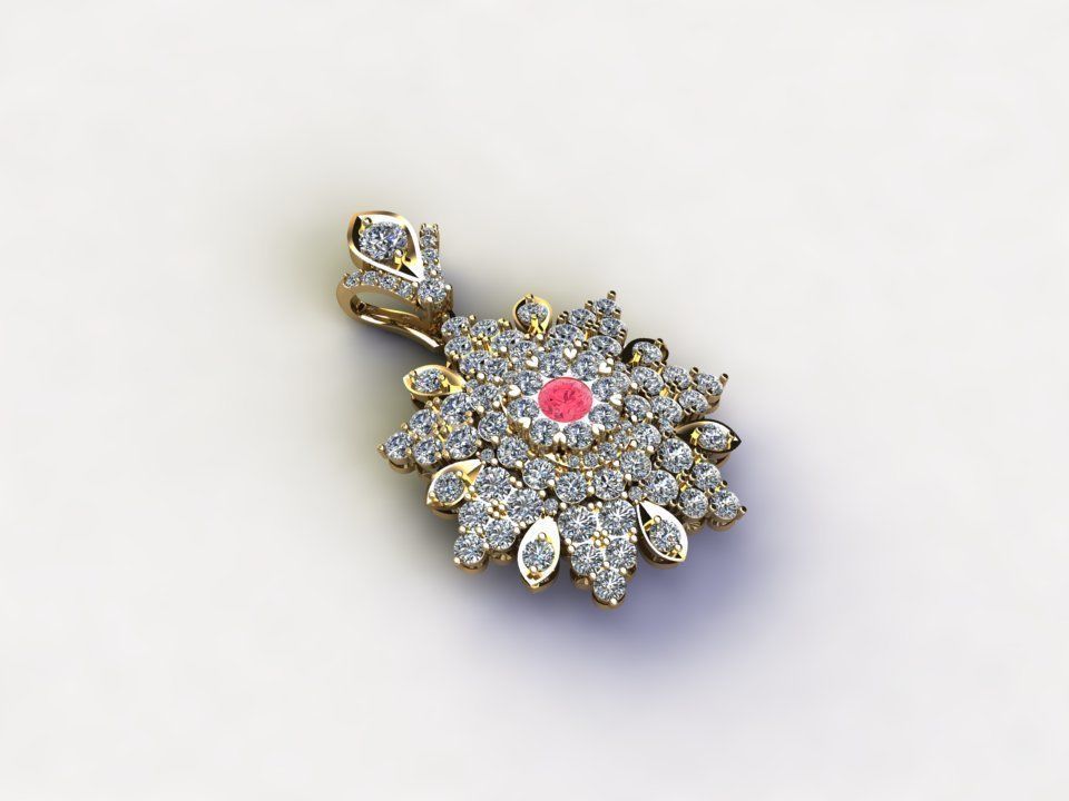 Diamond pendant cad file design 3D model | CGTrader