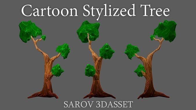 3D model Stylized Cartoon Tree LOWPOLY FOR GAME VR / AR / low-poly ...