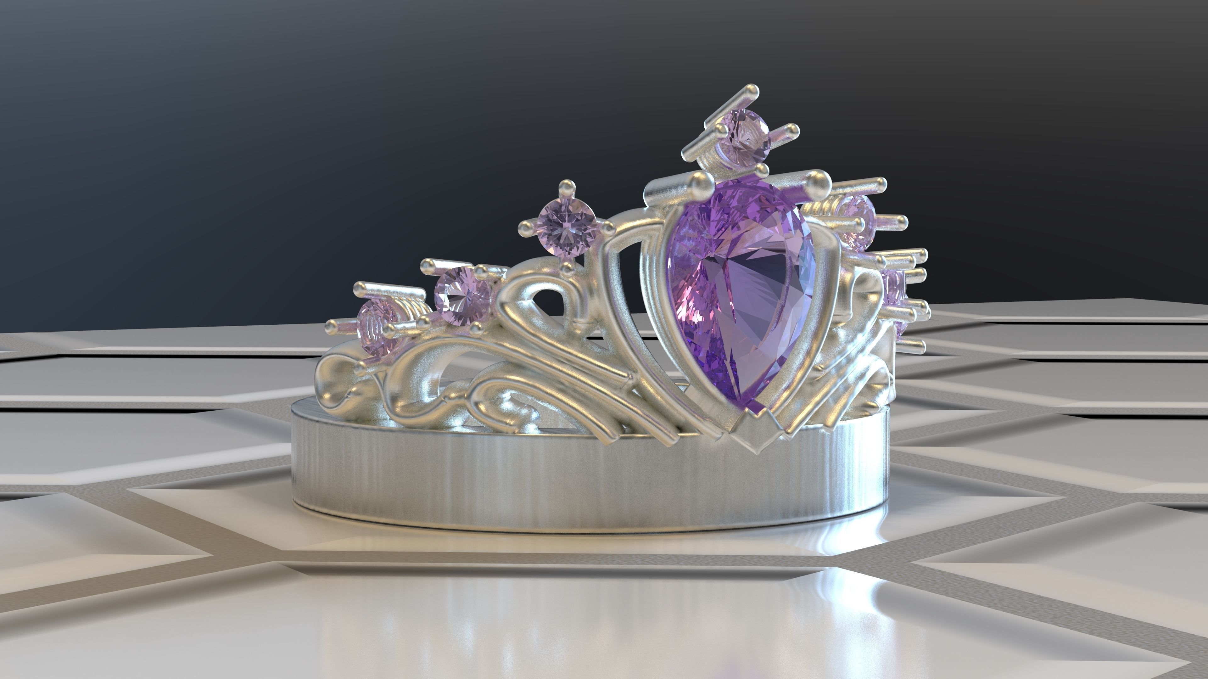 Princess Pear Ring Women free 3D model 3D printable | CGTrader