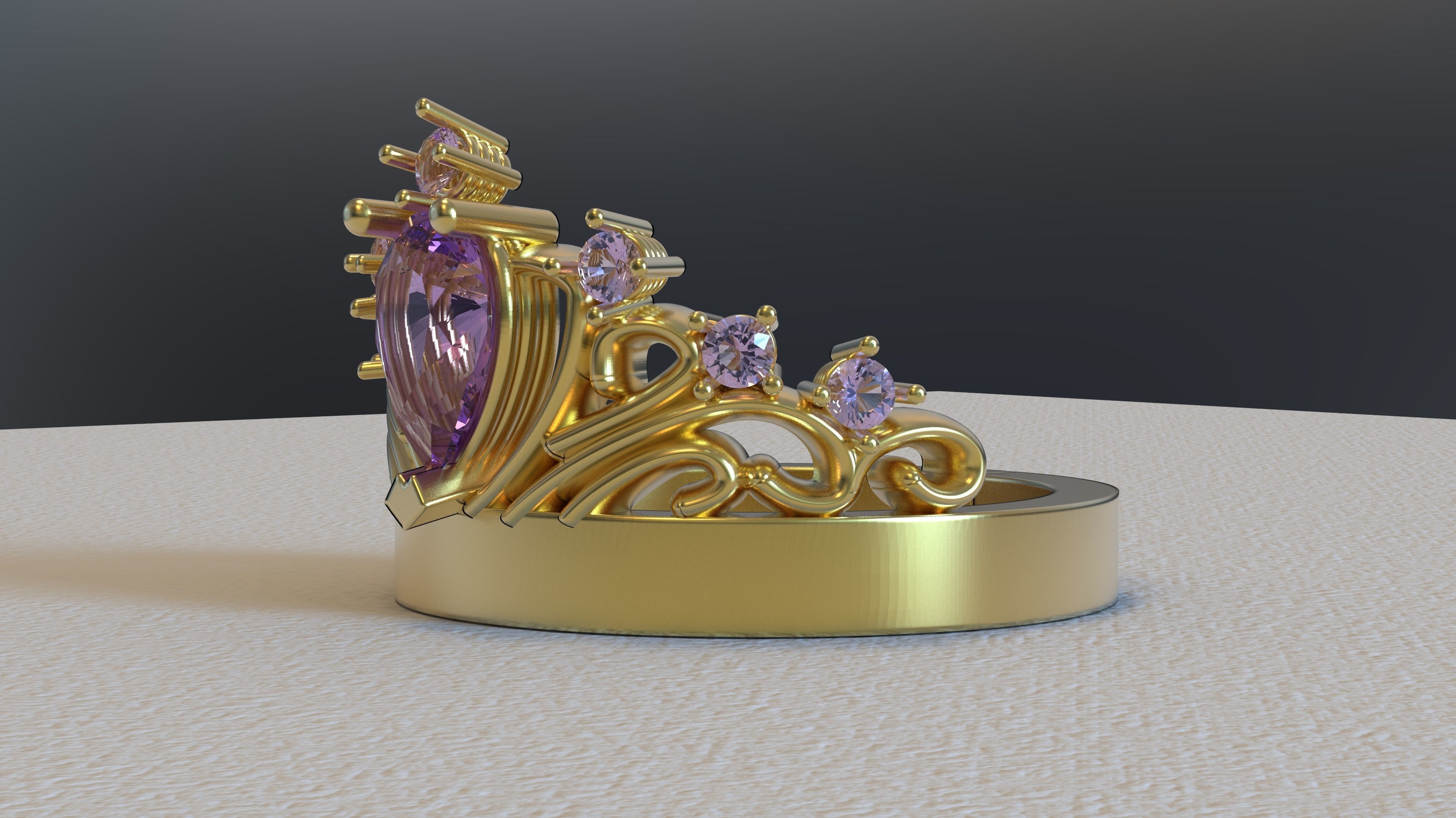 Princess Pear Ring Women free 3D model 3D printable | CGTrader