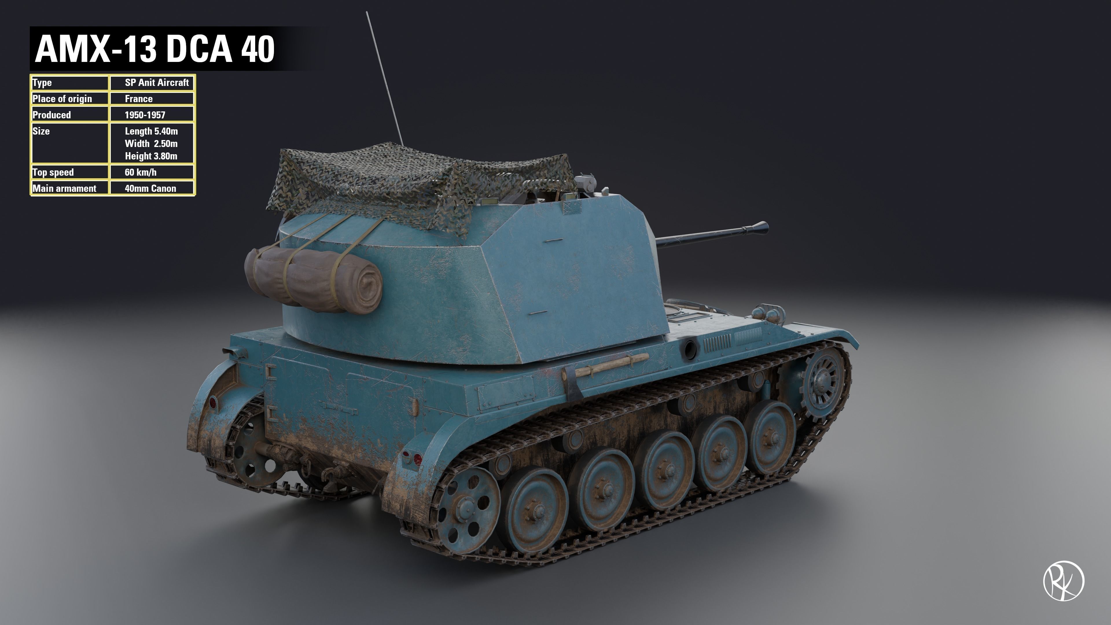 AMX-13 DCA 40 PBR Model 3D model | CGTrader