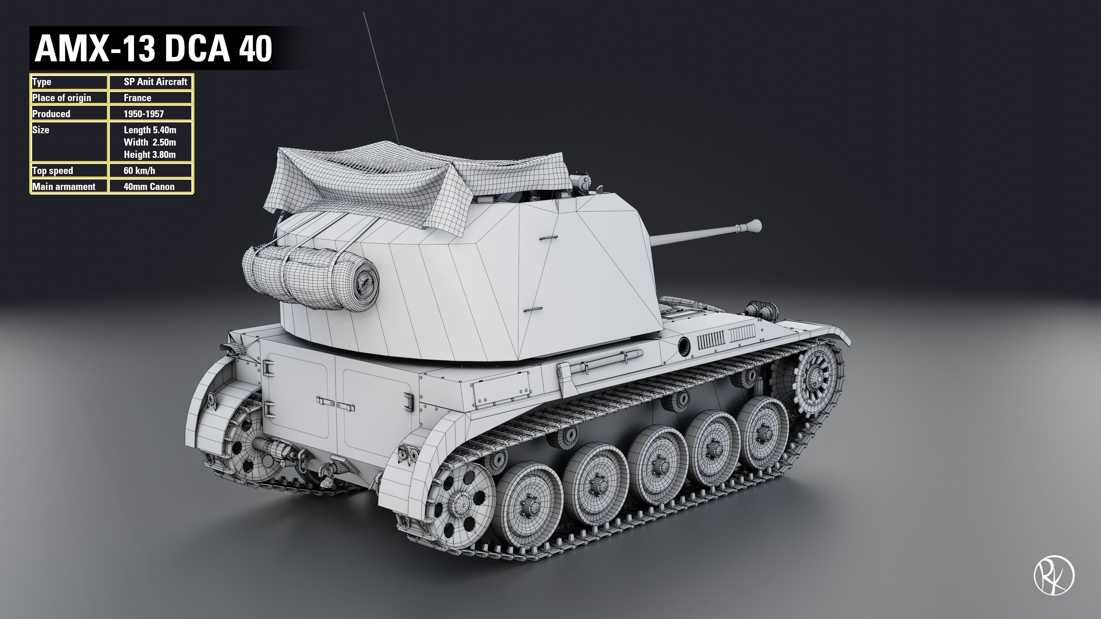 AMX-13 DCA 40 PBR Model 3D model | CGTrader