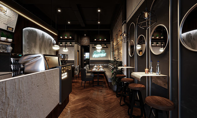 3D model CoffeeShop 3d Interior Design VR / AR / low-poly | CGTrader