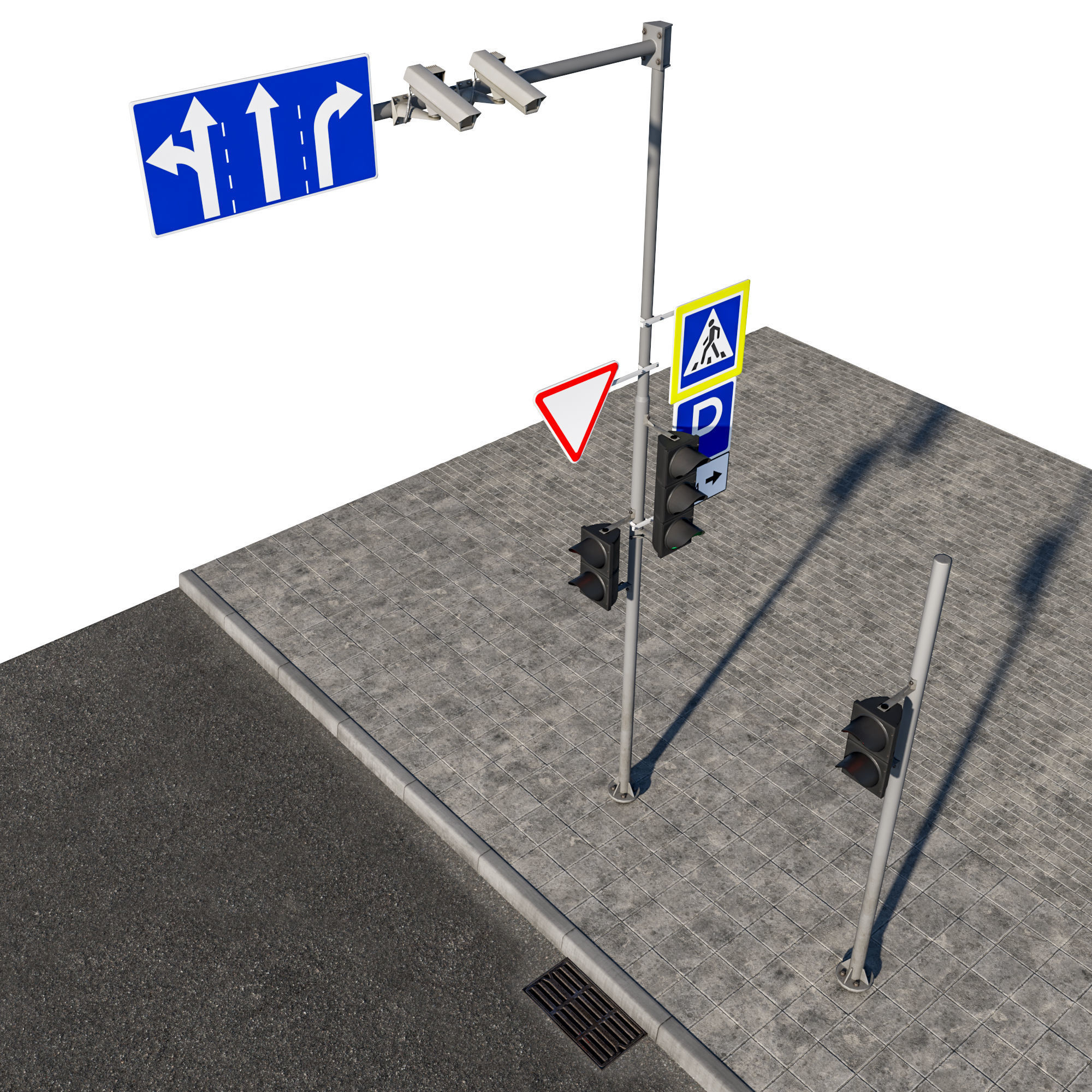 3D model Set 02 Road Elements VR / AR / low-poly | CGTrader