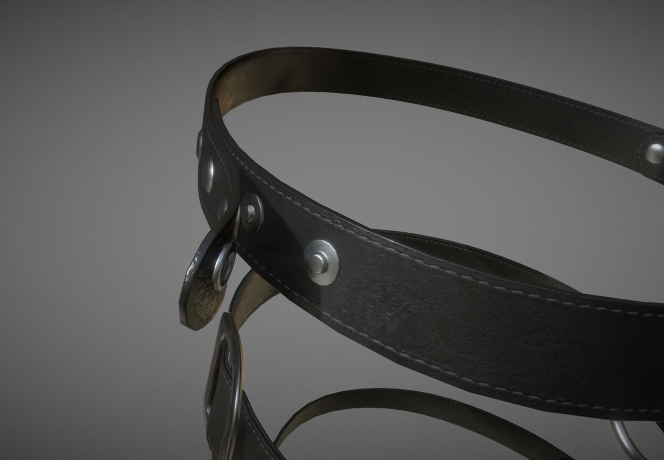 3D model 3 Black Leather Choker Set VR / AR / low-poly | CGTrader