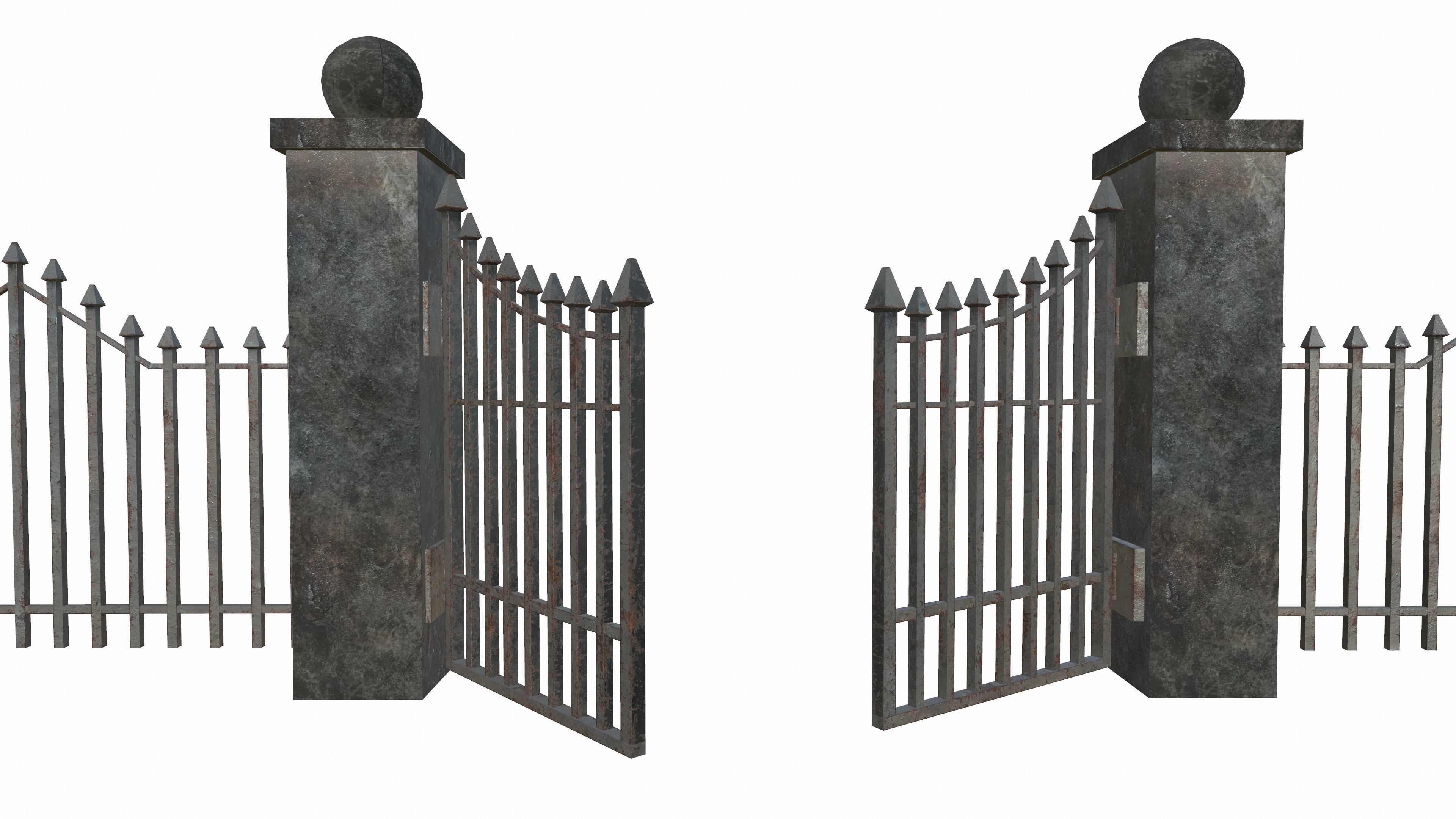 3D model modular fence gate pillar VR / AR / low-poly | CGTrader