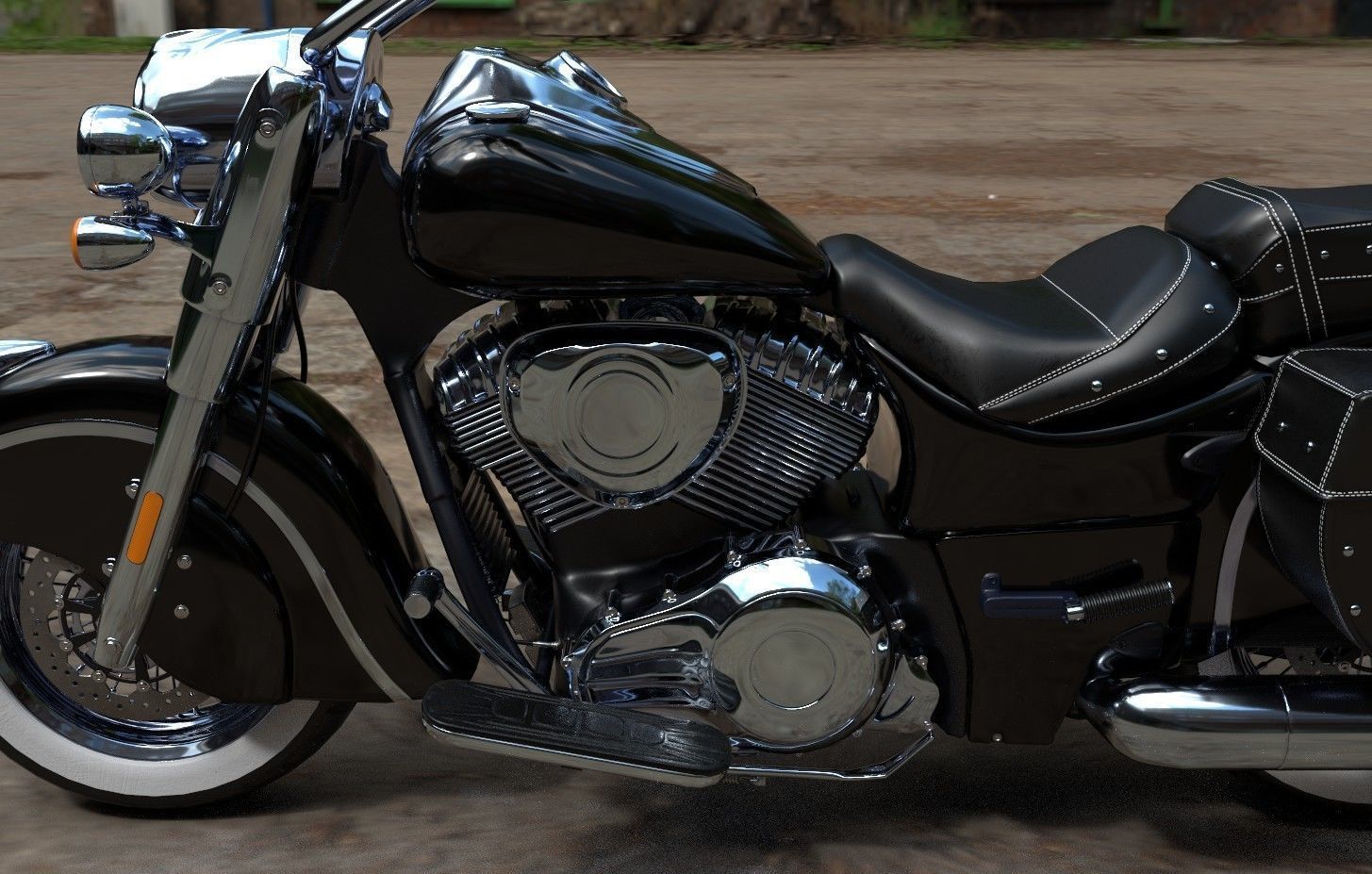 3D model Vintage Custom Motorcycle Low Poly VR / AR / low-poly | CGTrader