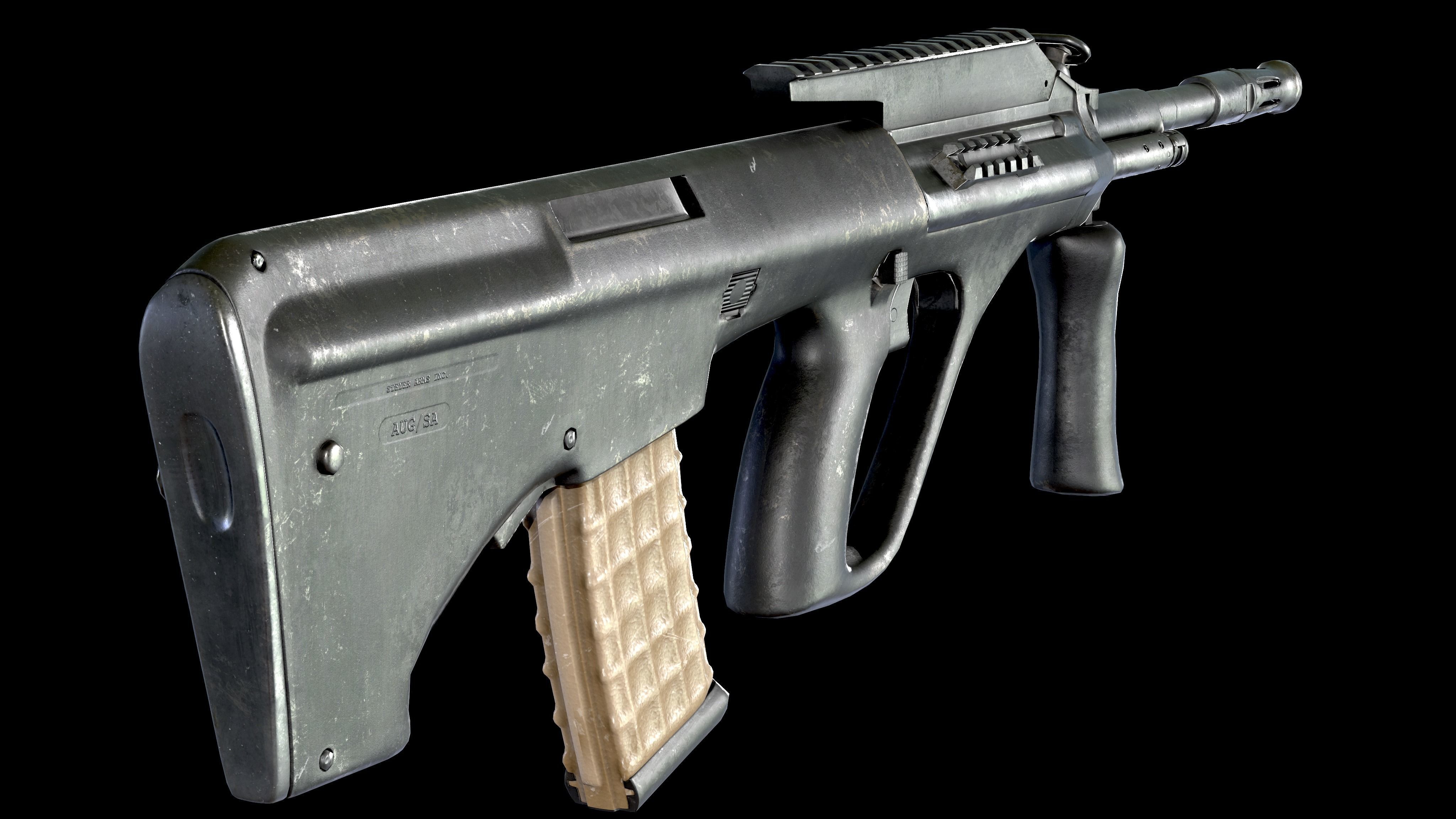 3D model Austeyr Steyr AUG A3 PBR Worn VR / AR / low-poly | CGTrader