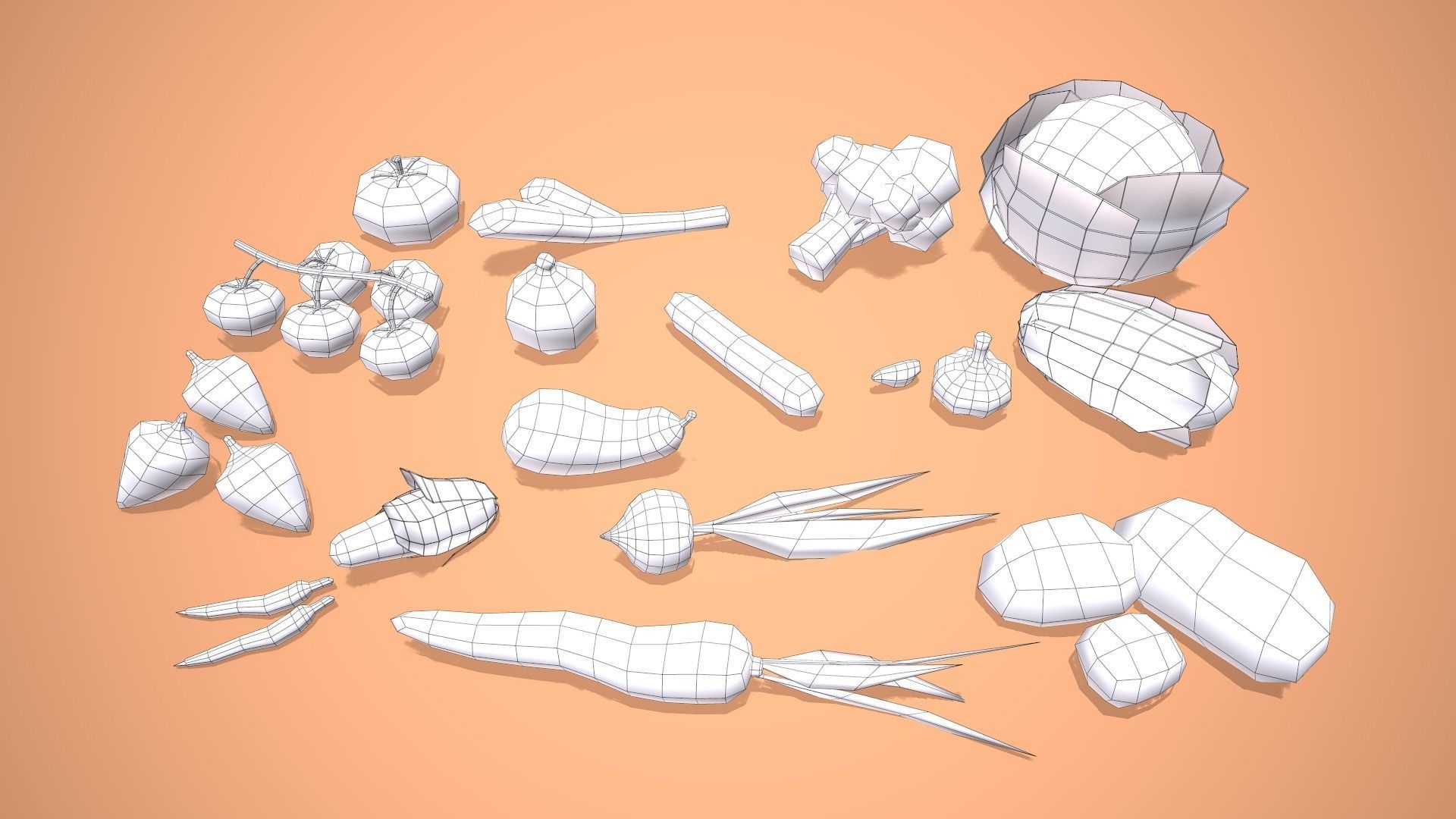 3D model Fruits And Vegetables - Stylized Food Pack VR / AR / low-poly ...